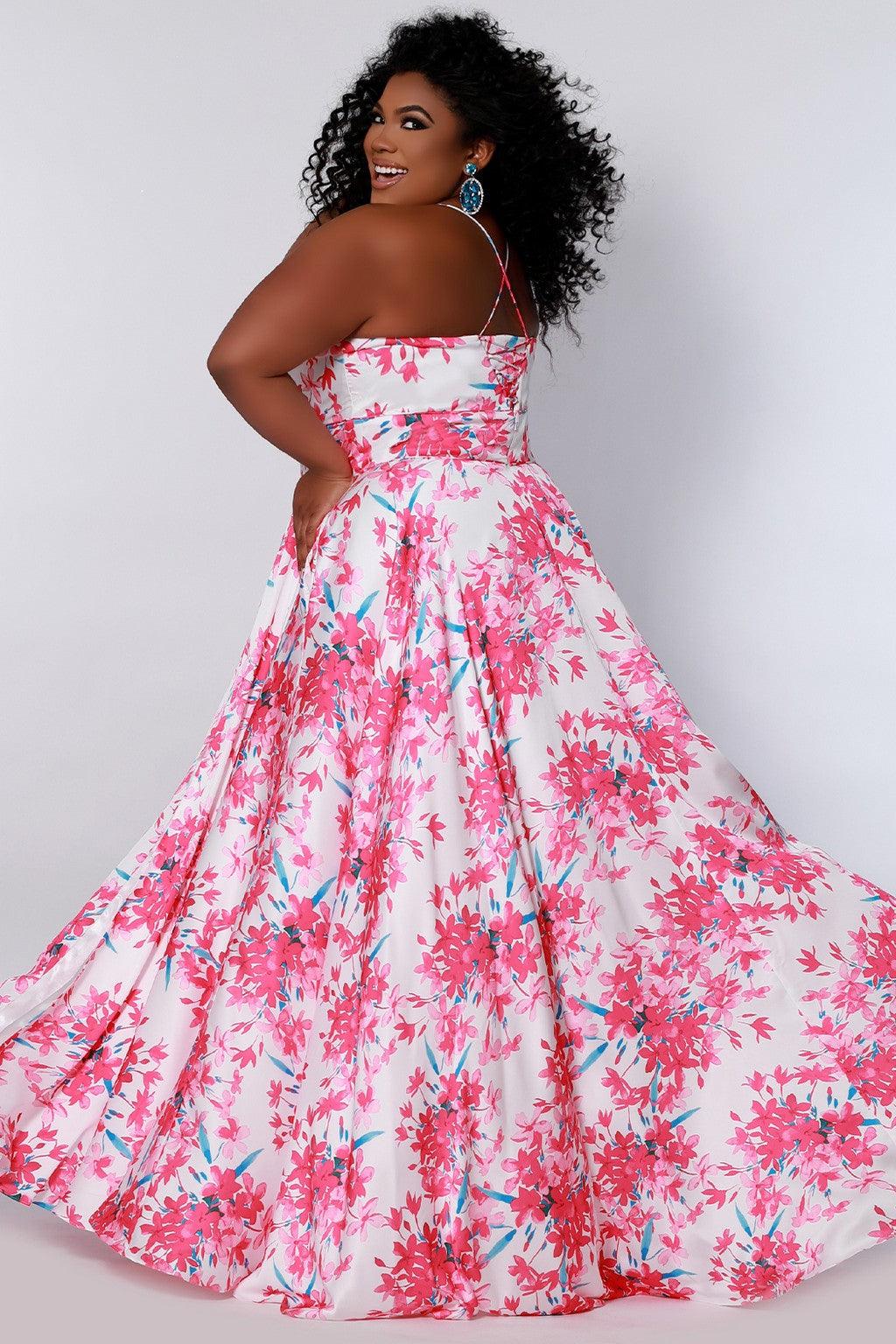 Pink Blossom Sydneys Closet Ce2206 Long Plus Size Floral Formal Dress 3925