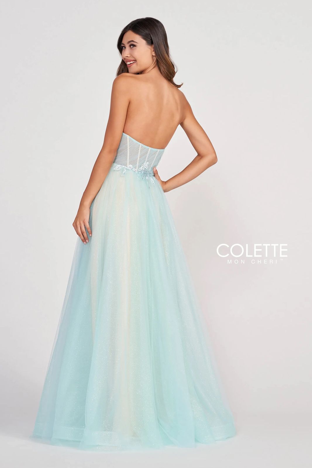 Mint/Nude Colette CL2001 Formal Applique Prom Long Dress for $485.99 ...