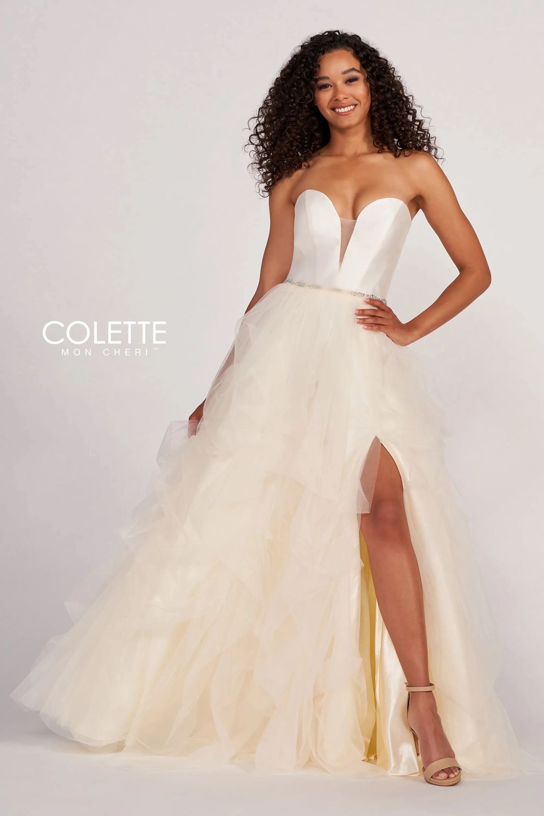 Ivory Colette CL2023 Long Formal Prom Pick Up Skirt Ball Gown for $525. ...