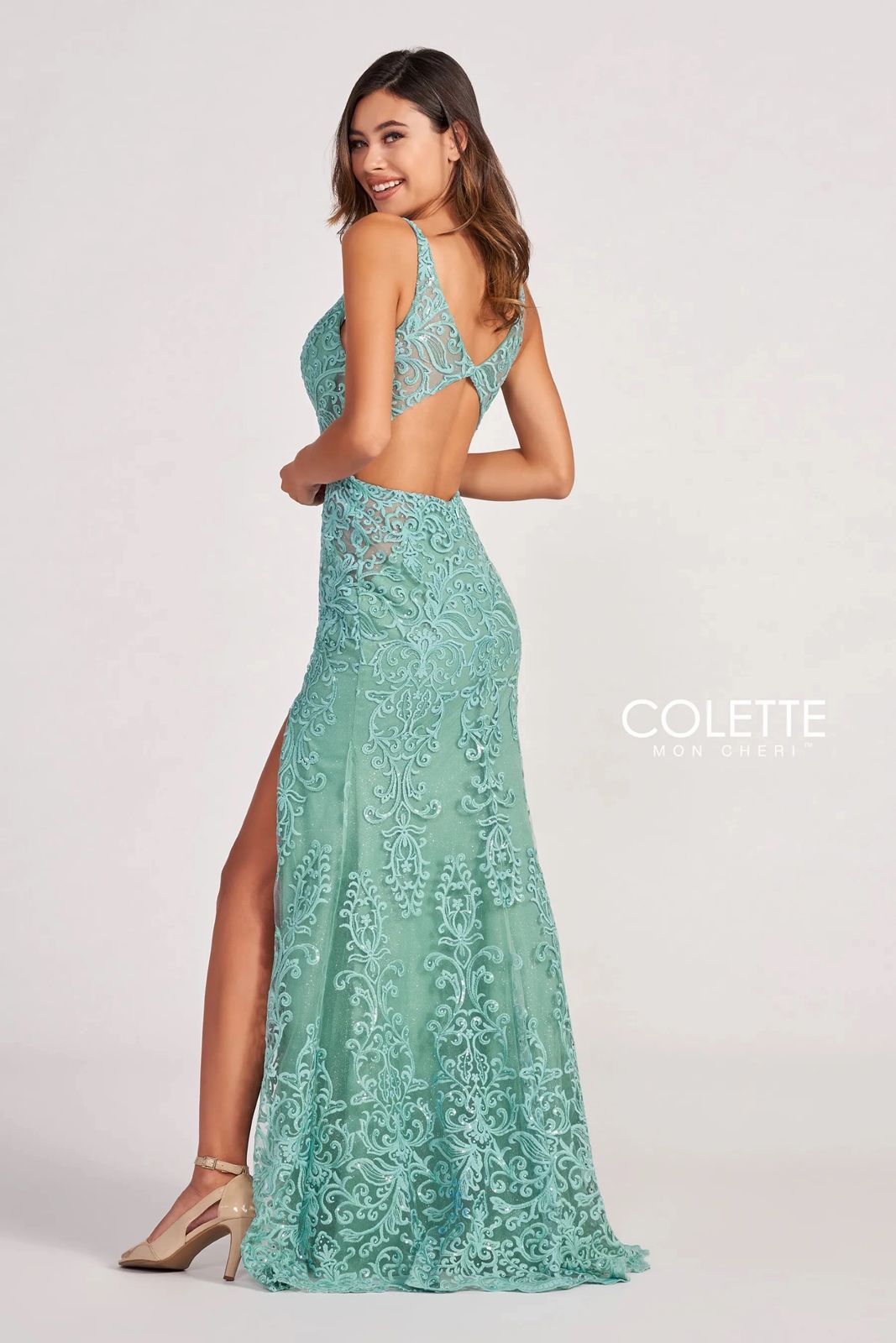 Sea Glass Colette CL2052 Fitted Prom Long Keyhole Back Formal Dress for ...