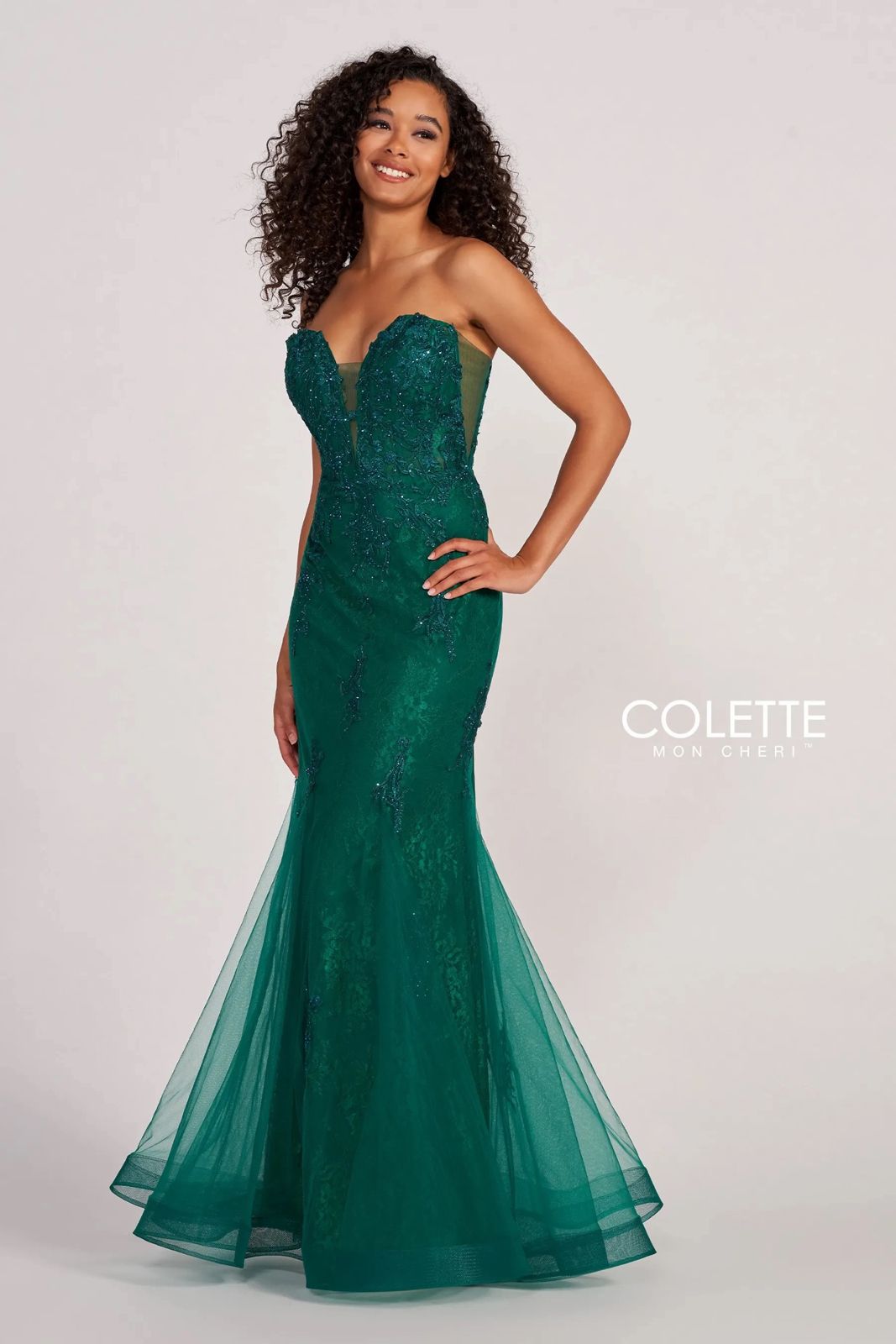 Navy Blue Colette CL2067 Applique Long Formal Mermaid Prom Dress for ...