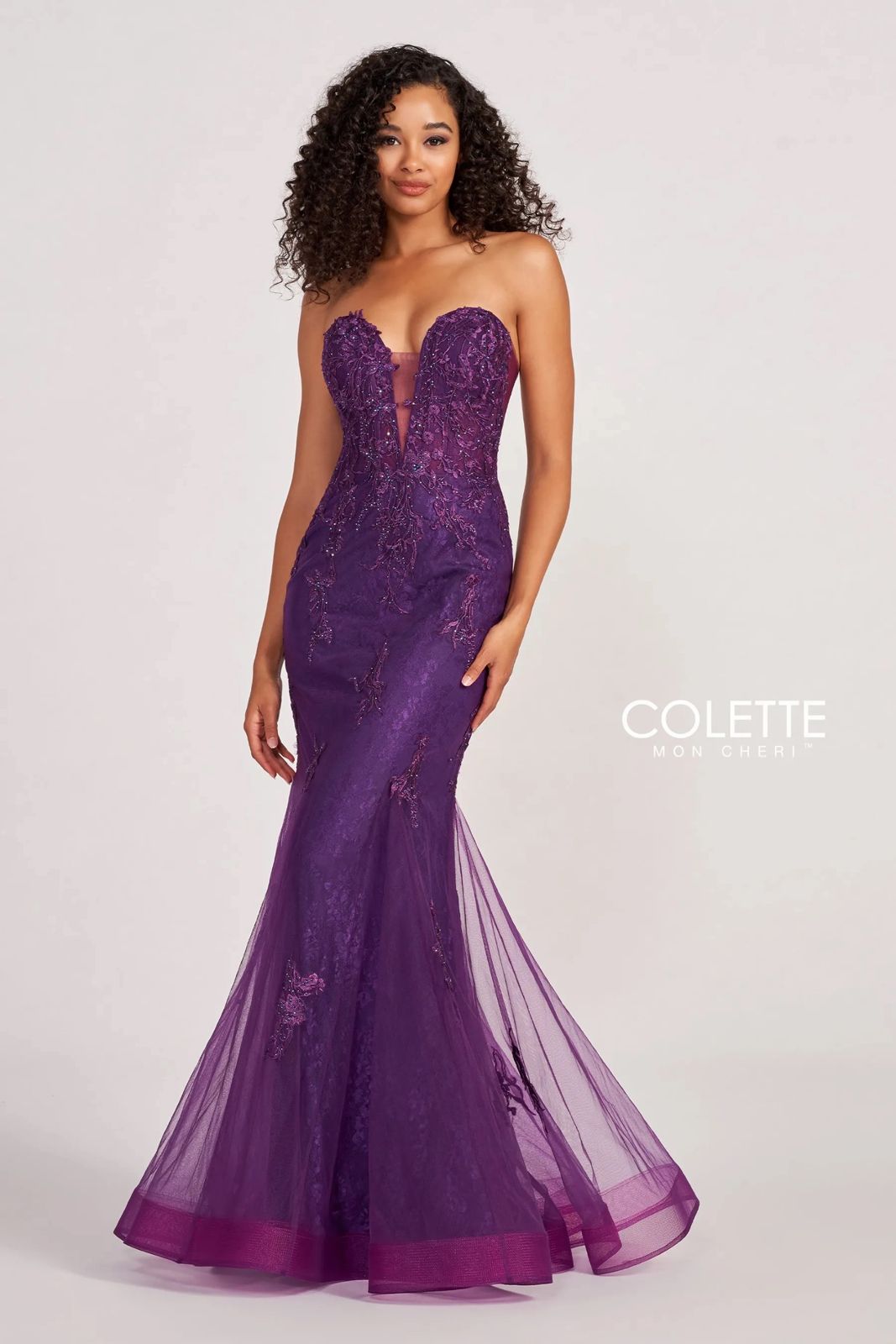 Navy Blue Colette CL2067 Applique Long Formal Mermaid Prom Dress for ...