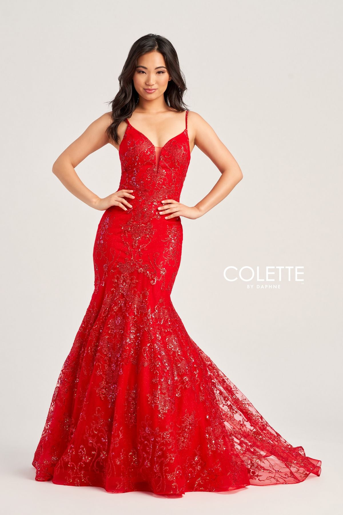 Navy Blue/Gold Colette CL5105 Long Formal Fitted Prom Mermaid Dress for ...