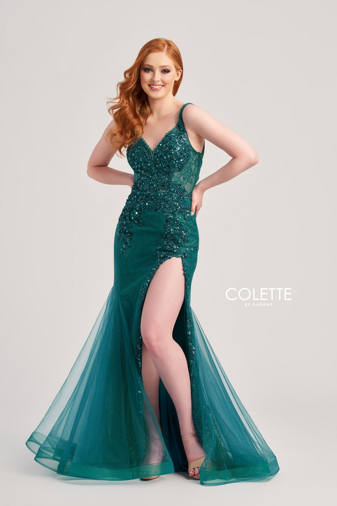 Teal Colette CL5122 Glitter Prom Long Beaded Formal Dress for $549.99 ...