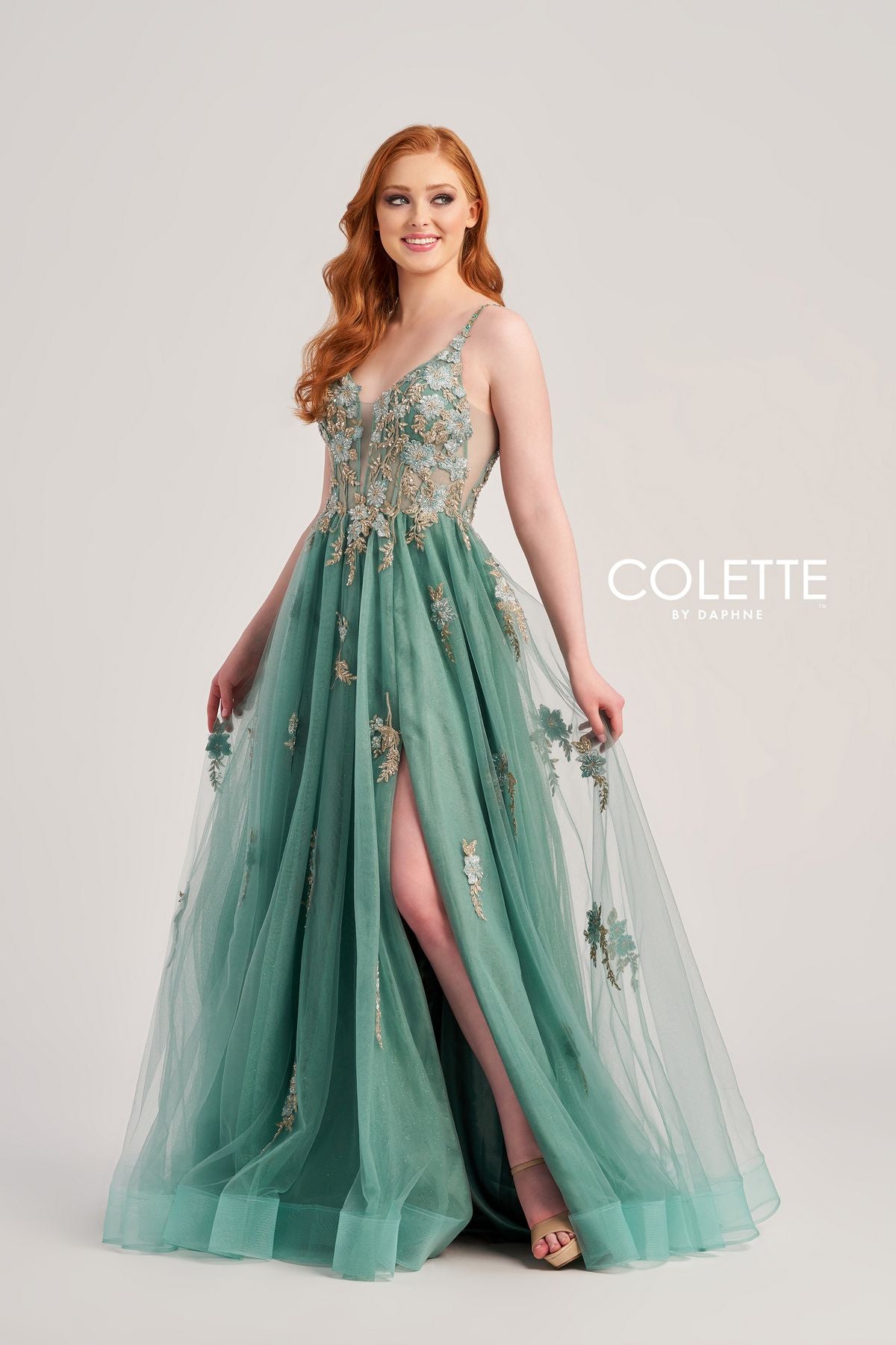 Vintage Rose Colette CL5143 Floral Applique Long Formal Glitter Prom ...
