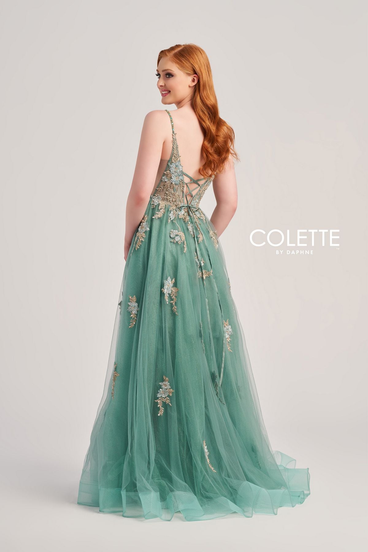 Vintage Rose Colette CL5143 Floral Applique Long Formal Glitter Prom ...