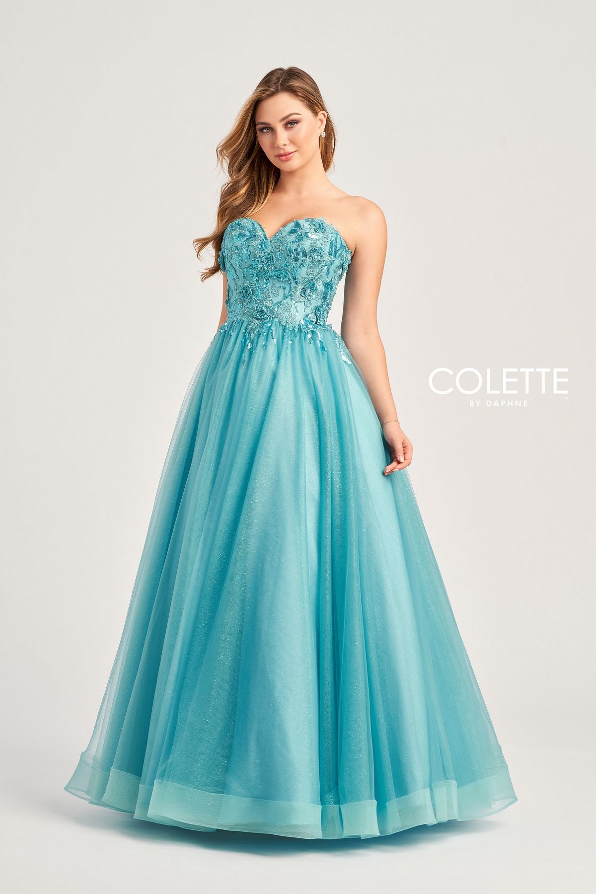 Turquoise Colette CL5161 Glitter Prom Long Formal Ball Gown for $599.99 ...