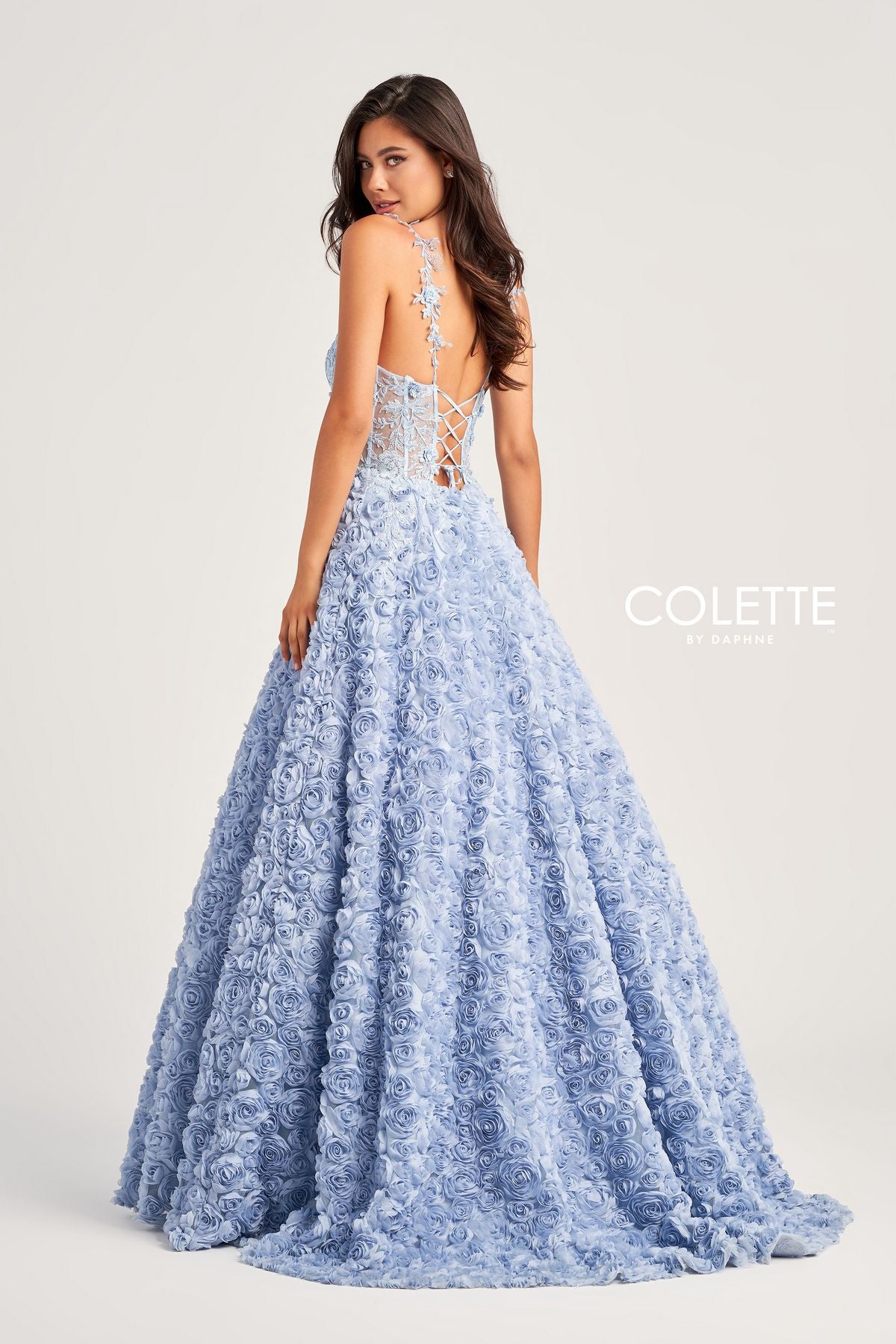 Light Blue Colette CL5250 Long Formal Rosette Prom Ball Gown for $749. ...