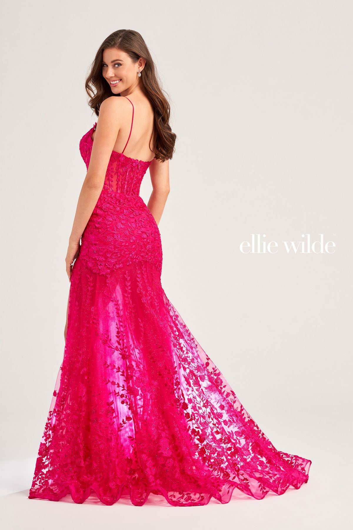 Magenta Ellie Wilde EW35005 Long Formal Mermaid Glitter Prom Dress for ...