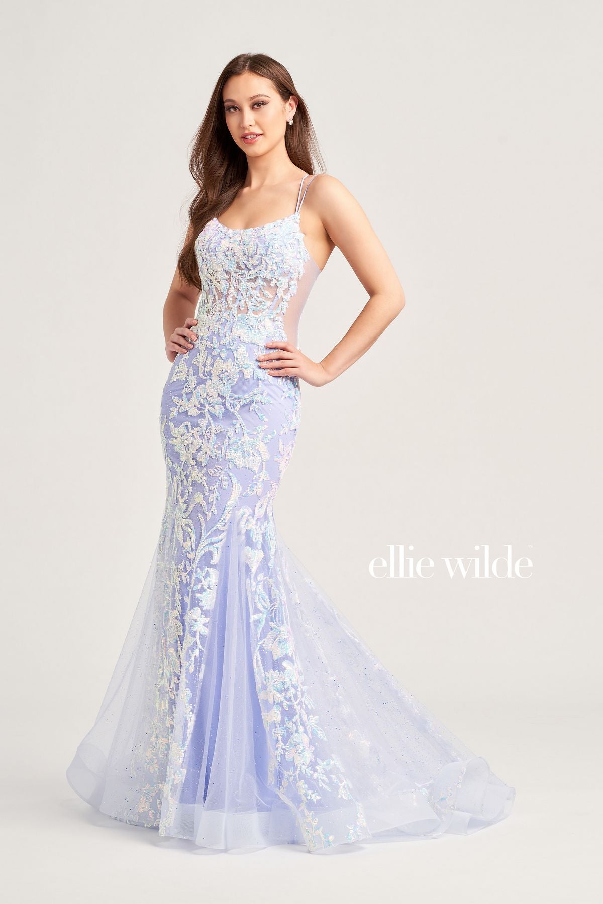 Ultra Violet Ellie Wilde EW35008 Long Mermaid Glitter Prom Gown for ...