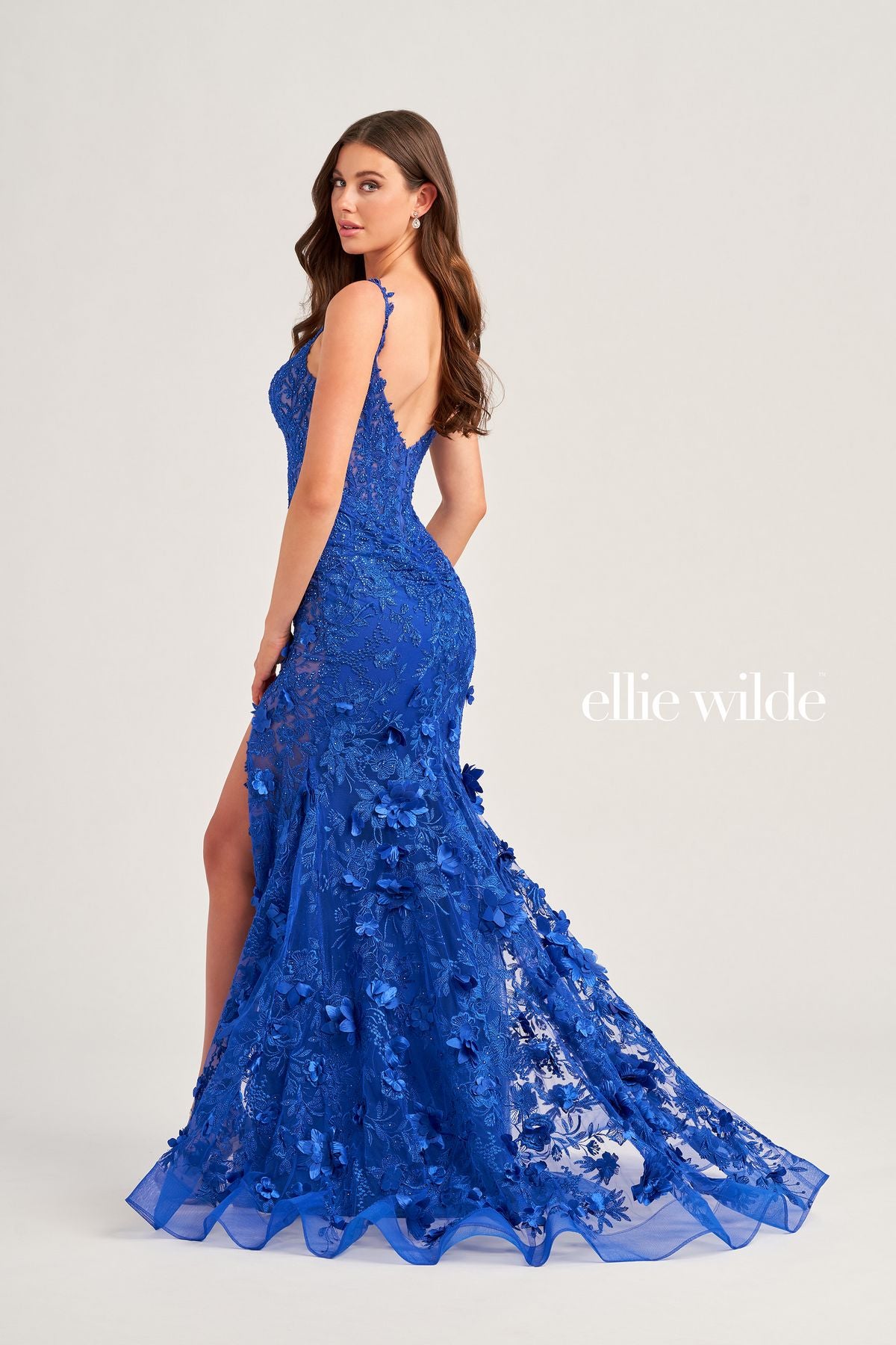 Royal Blue Ellie Wilde EW35053 Long Fitted Prom Formal Gown for $669.0 – The Dress Outlet