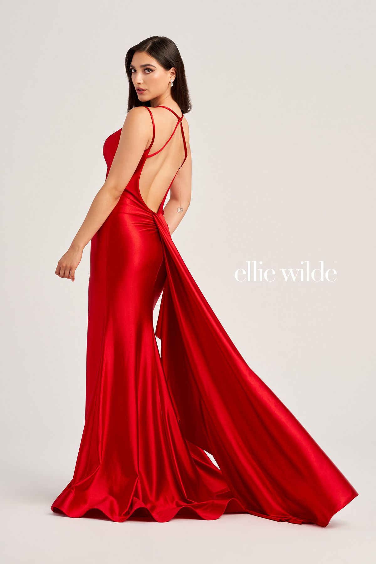 Royal Blue Ellie Wilde Ew35212 Long Formal Fitted Slit Prom Dress For
