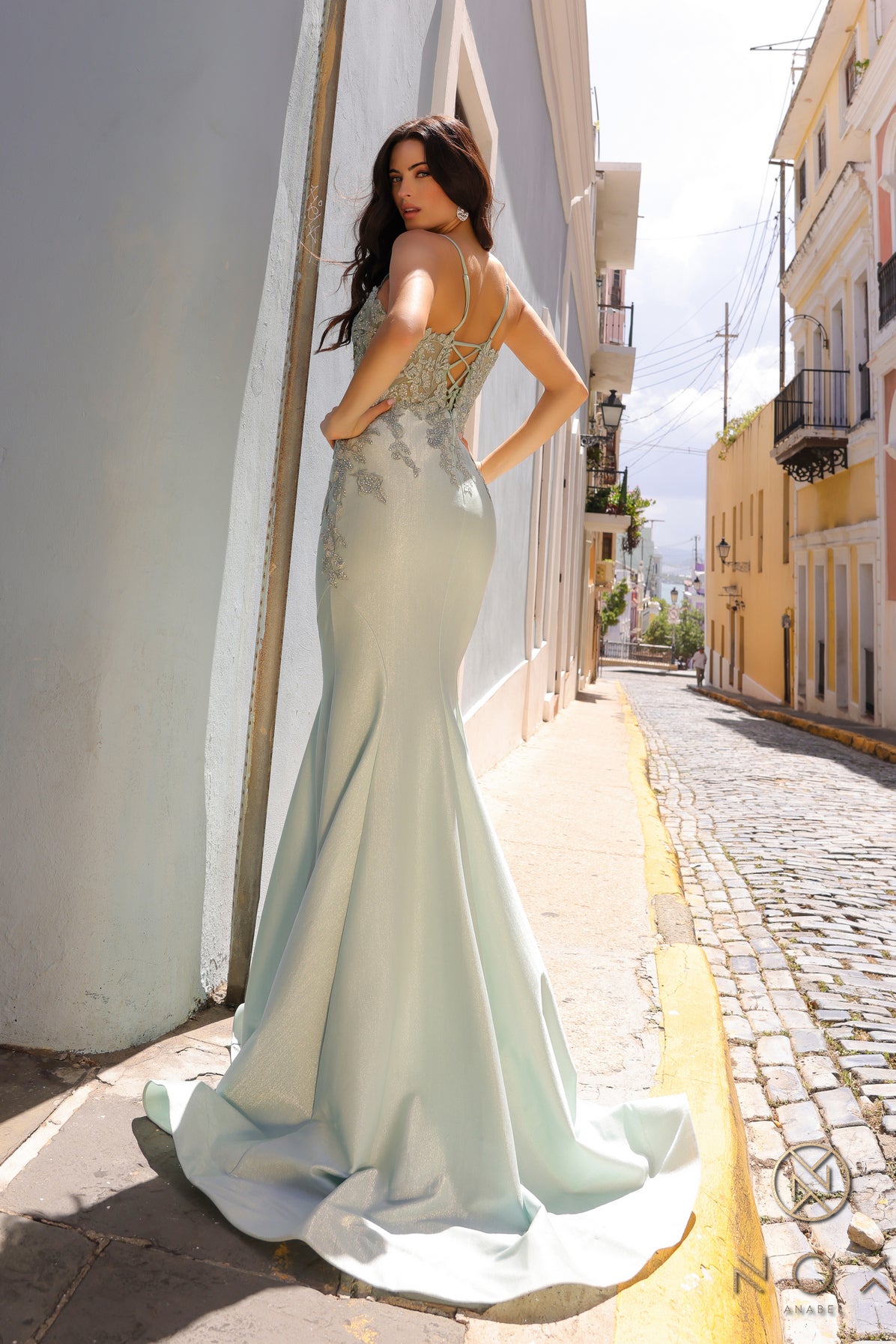 Sage Green Nox Anabel G1364 Formal Fitted Prom Long Dress for $310.0 ...