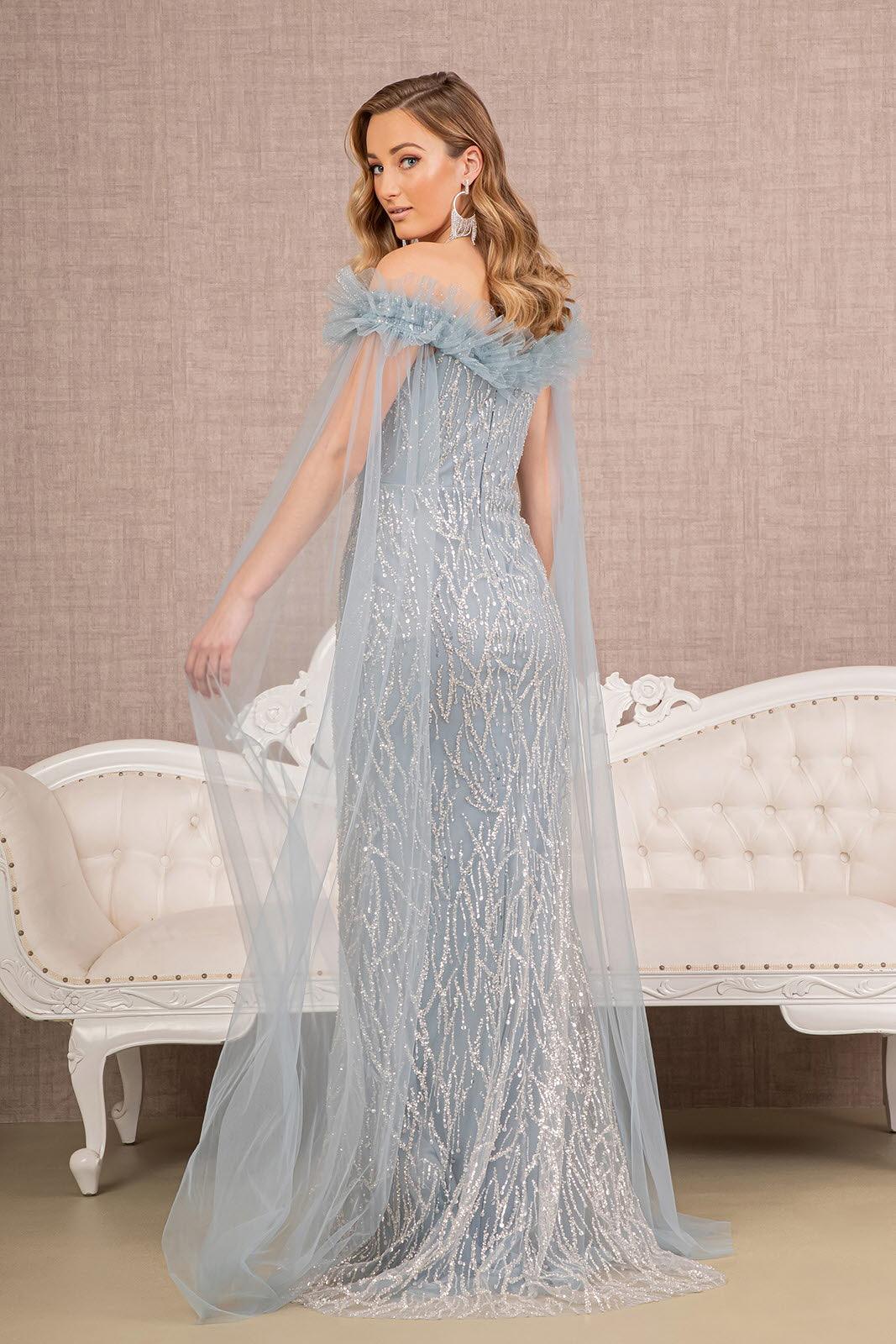 Smoky Blue Prom Long Formal Dress for $349.99 – The Dress Outlet