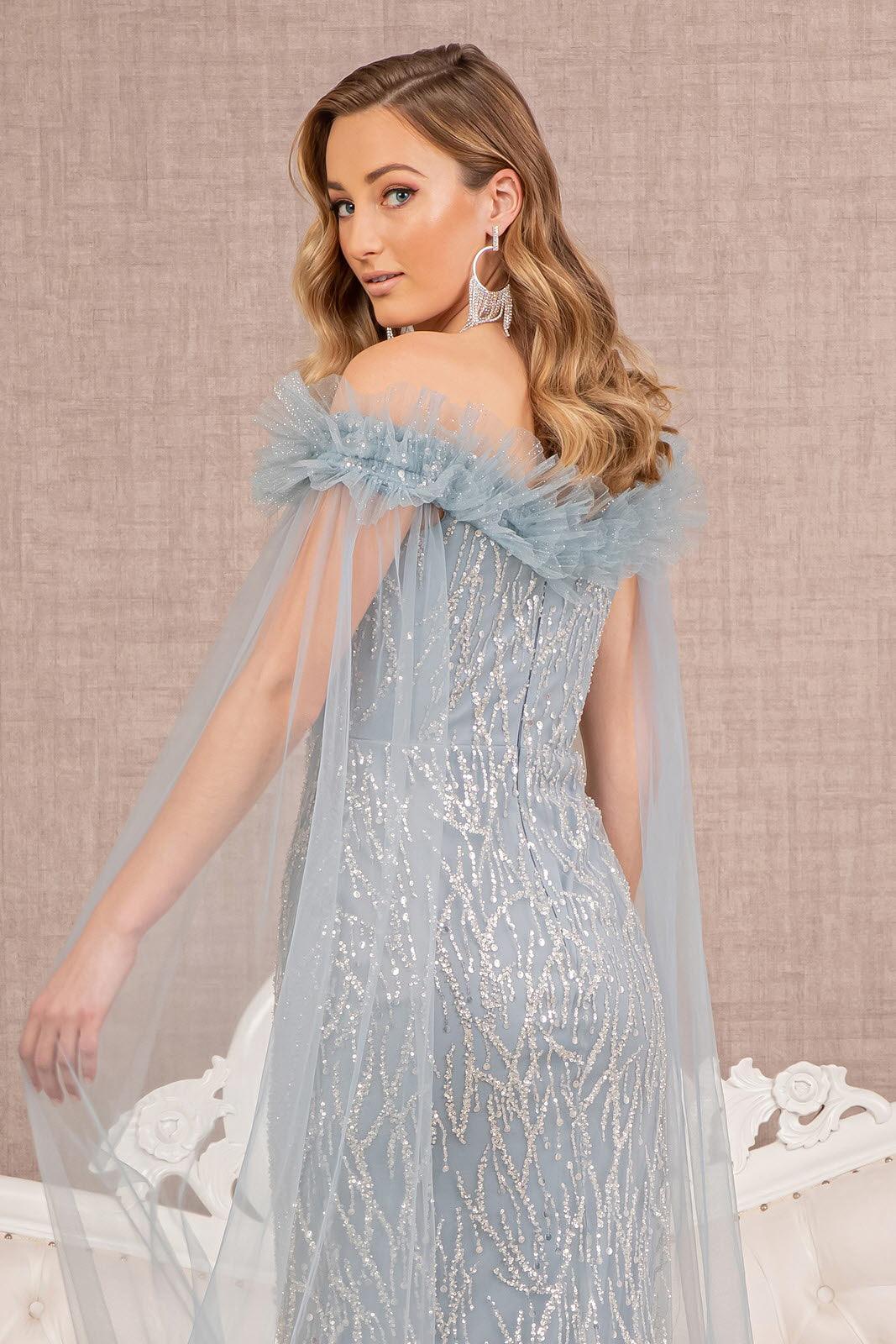 Smoky Blue Prom Long Formal Dress for $349.99 – The Dress Outlet