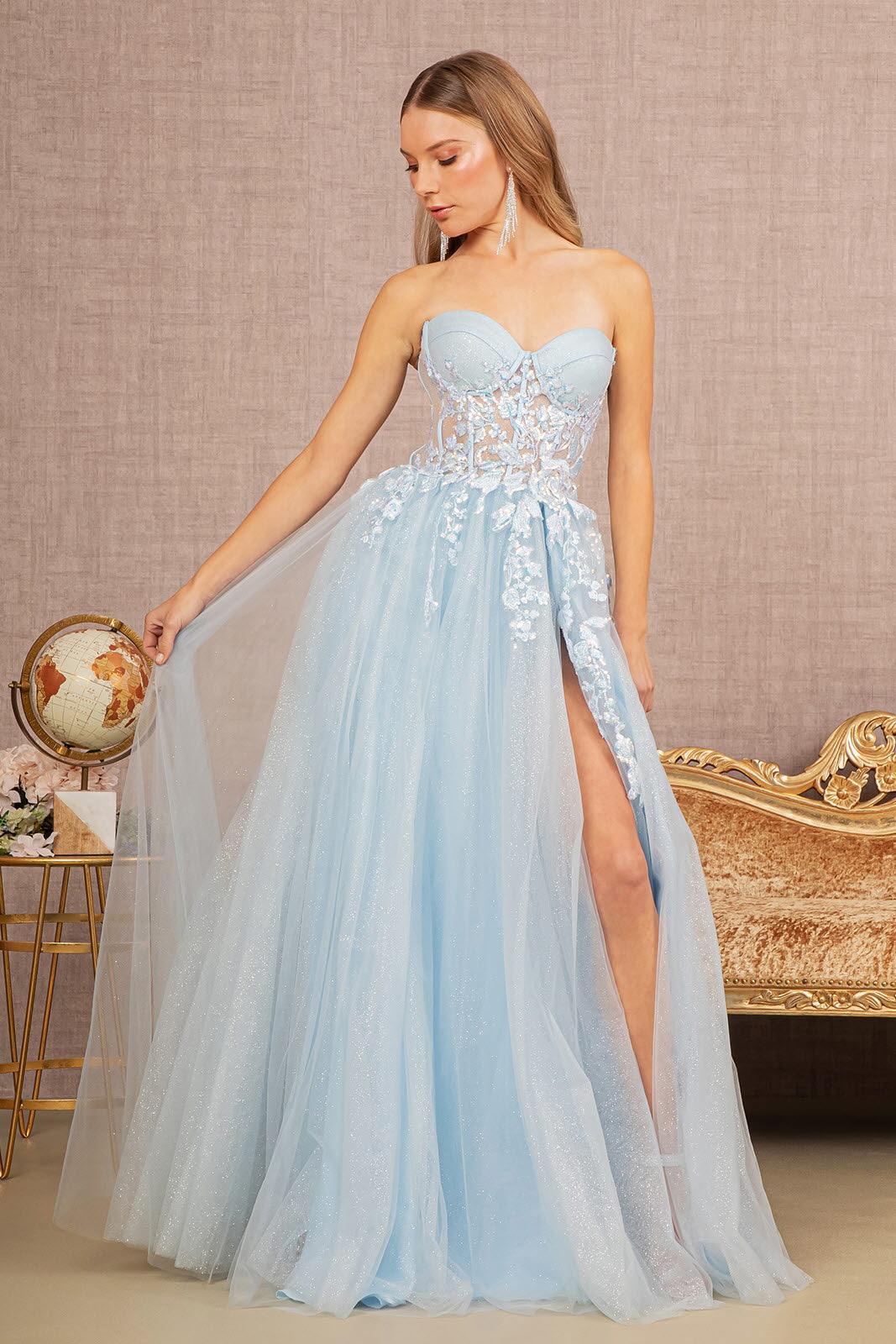 Baby Blue Prom Long Strapless Formal Dress for $279.99 – The Dress Outlet