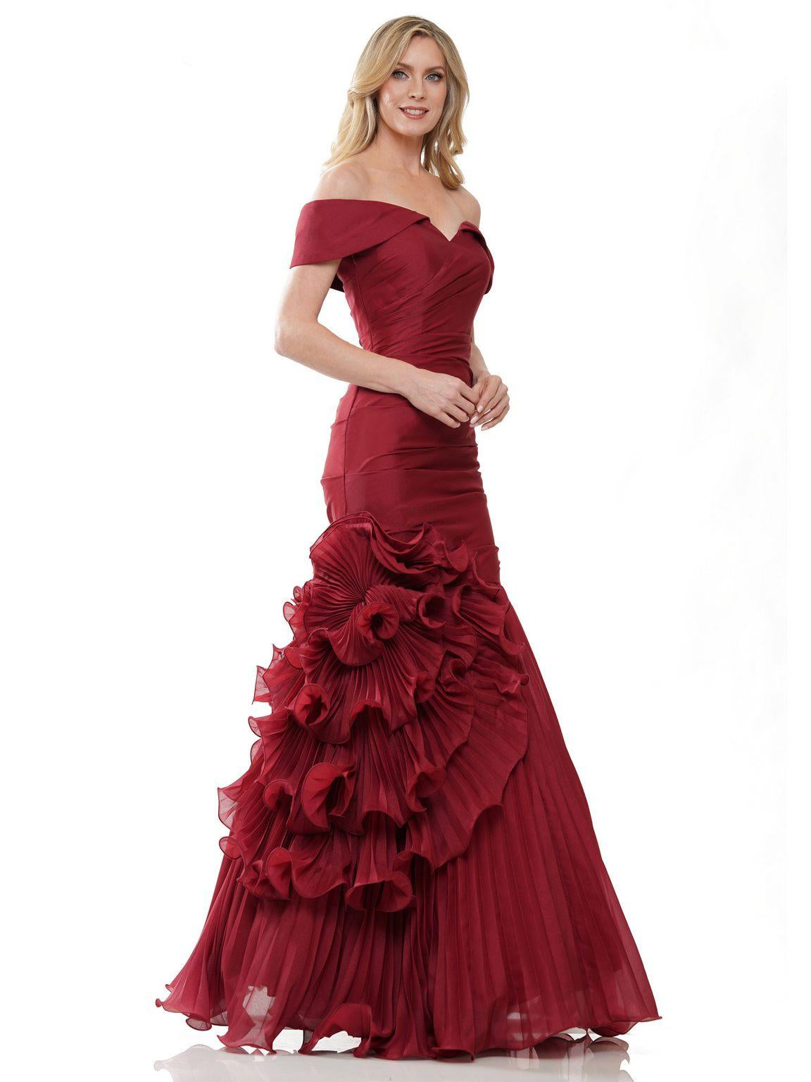 Wine Marsoni MV1241 Long Off Shoulder Formal Mermaid Dress for $614.0 ...