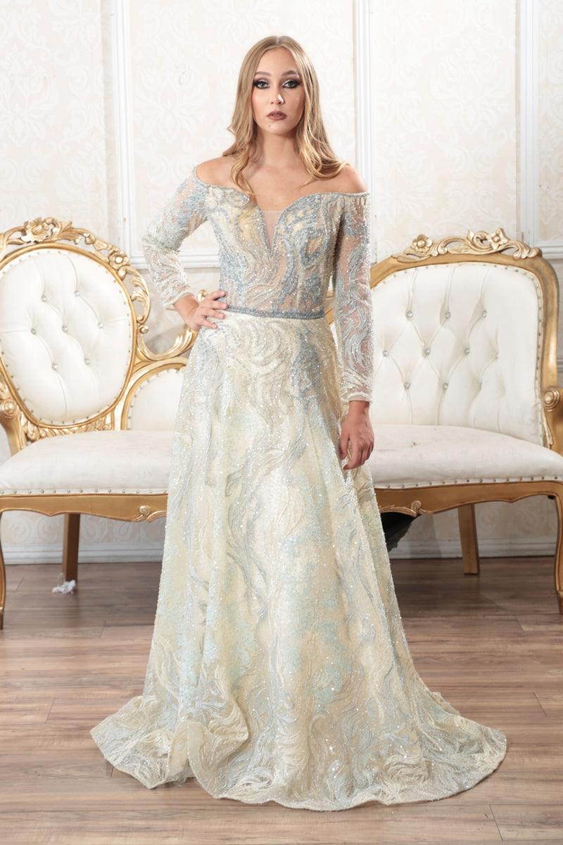 Beige High Couture NR2232 Prom Long Off Shoulder A Line Ball Gown for ...