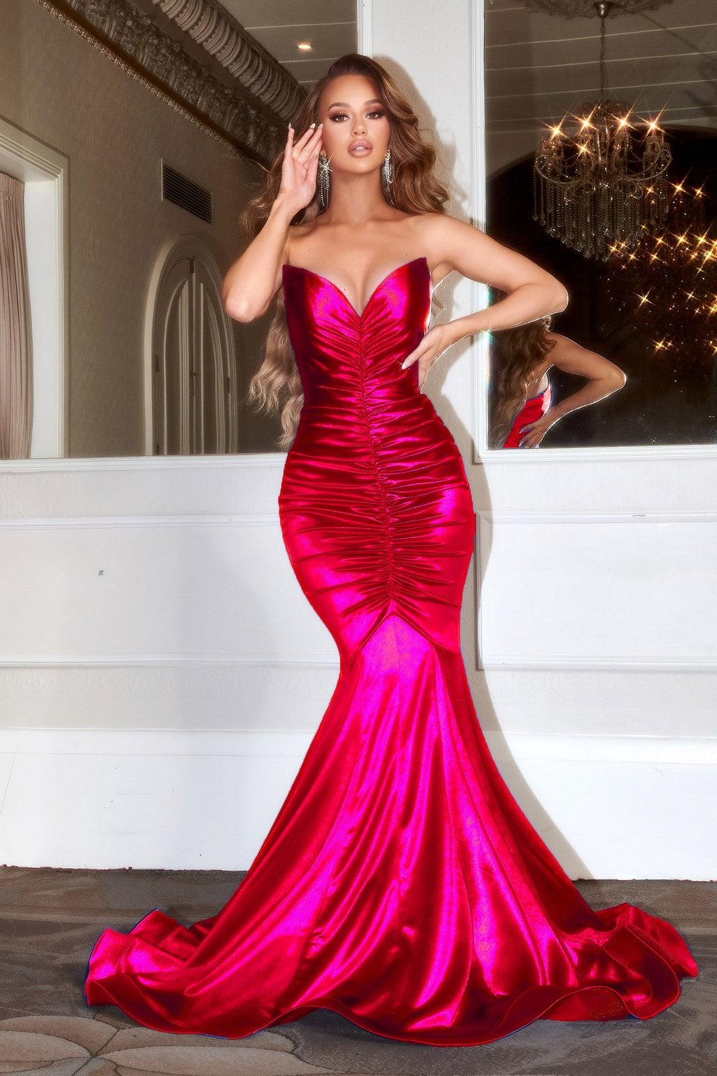 Red Portia and Scarlett PS22514 Long Strapless Mermaid Prom Gown for ...
