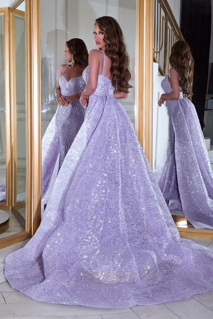 Lilac Portia And Scarlett Ps23033 Long Mermaid Overskirt Prom Gown For 10990 The Dress Outlet