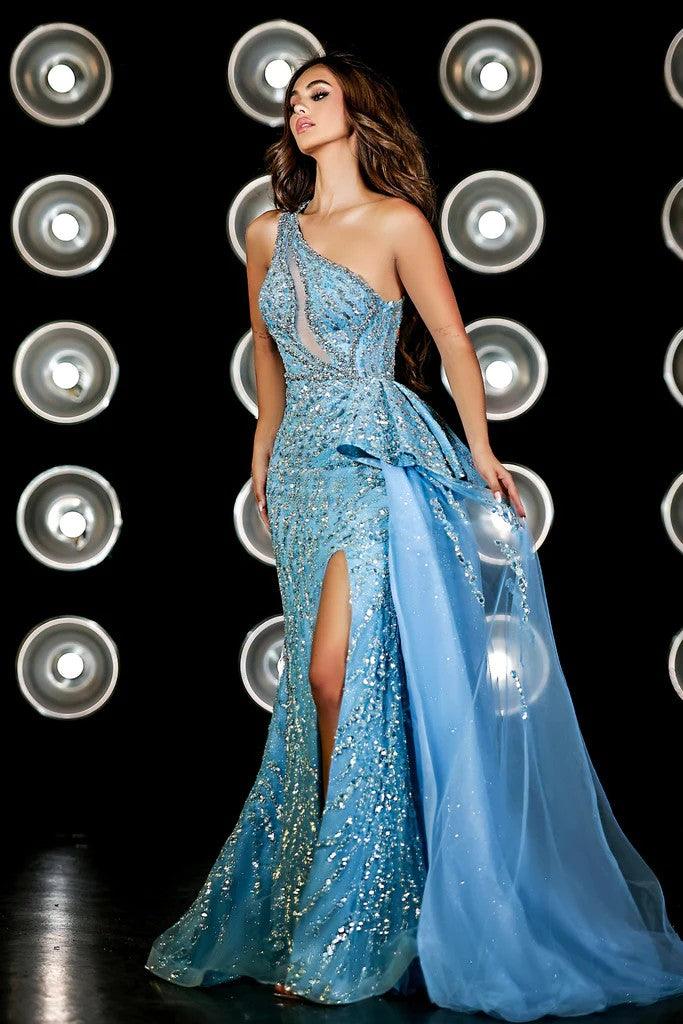 Blue Portia and Scarlett PS23980 Long One Shoulder Overskirt Prom Gown ...