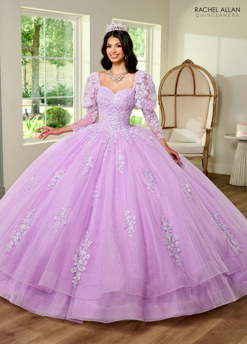 Mint Iridescent Rachel Allan RQ1131 Detachable Long Sleeve Quinceanera ...
