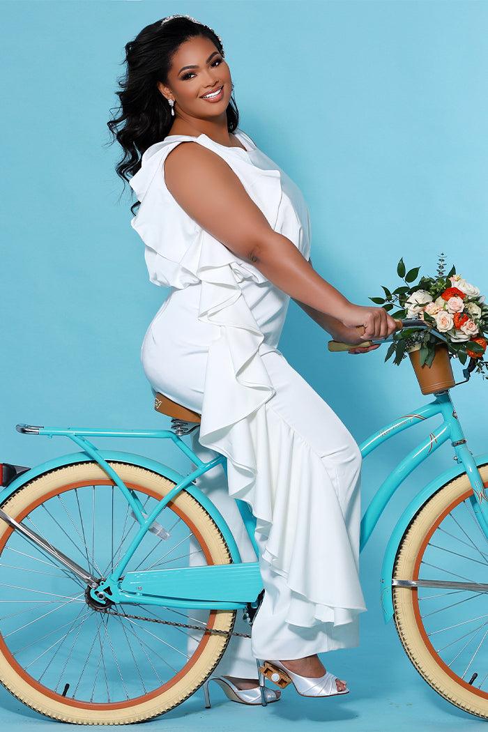 Ivory Sydneys Closet SC5244 Plus Size Bridal Wedding Jumpsuit for $219. ...