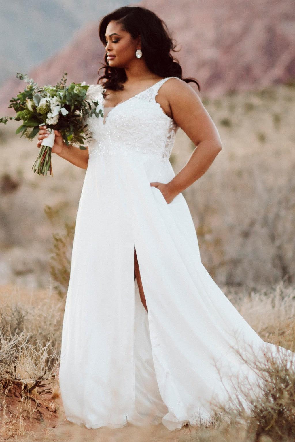 Ivory Sydneys Closet SC5246 Long Sleeveless A Line Wedding Dress for ...