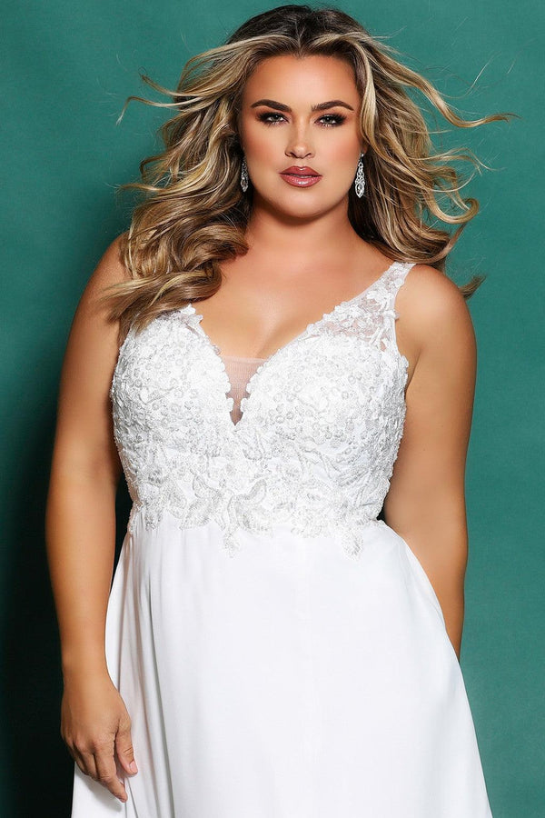 Ivory Sydneys Closet Sc5246 Long Sleeveless A Line Wedding Dress For