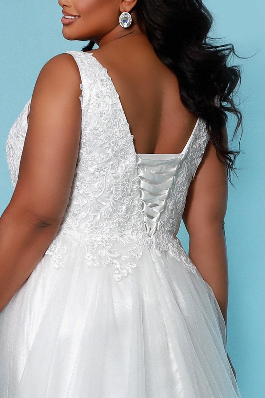 Ivory Sydneys Closet Sc5270 Long Sleeveless A Line Wedding Gown For