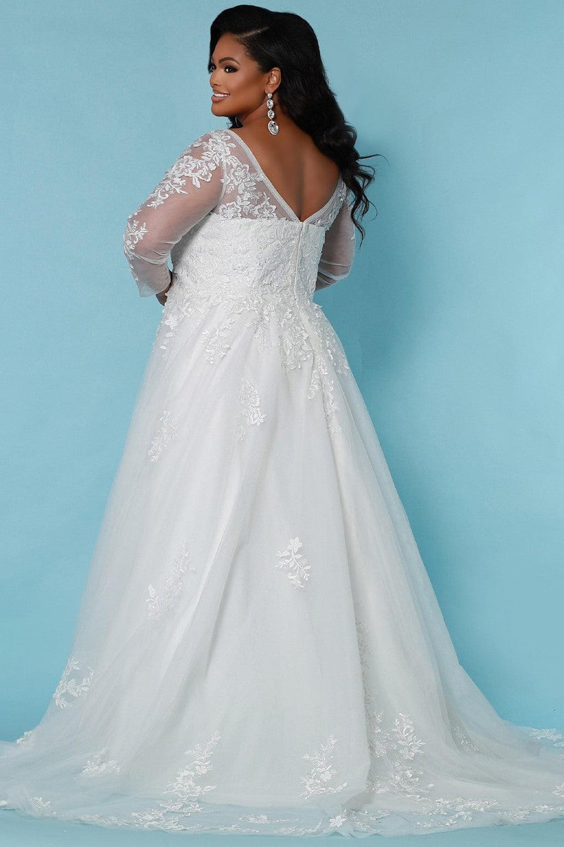 Ivory Sydneys Closet Sc5275 A Line Long Sleeve Wedding Dress For 872