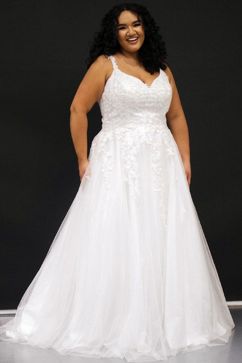 Ivory Sydneys Closet Sc5300 Plus Size Long Bridal Wedding Dress For
