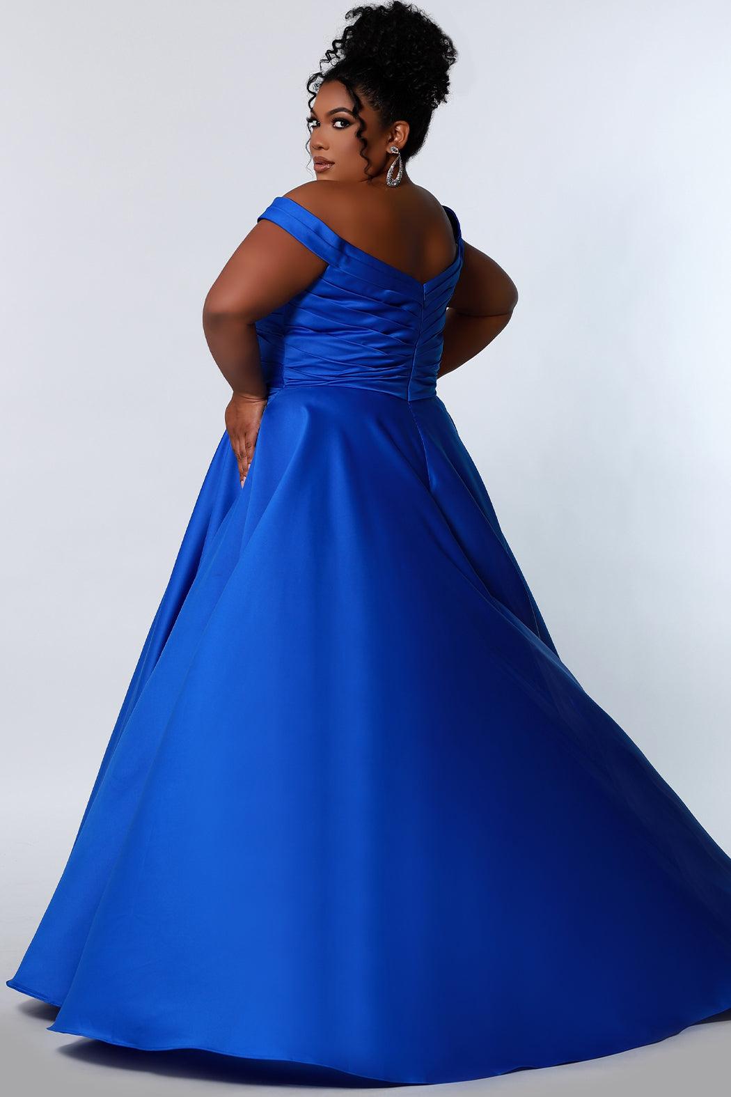 Onyx Sydneys Closet Sc7321 Long Off Shoulder Plus Size Prom Dress For