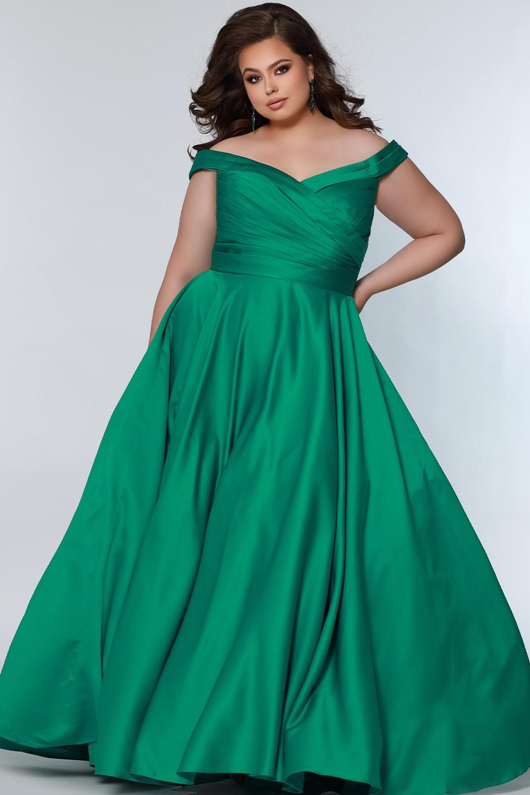 Emerald Sydneys Closet SC7321 Long Off Shoulder Plus Size Prom Dress ...