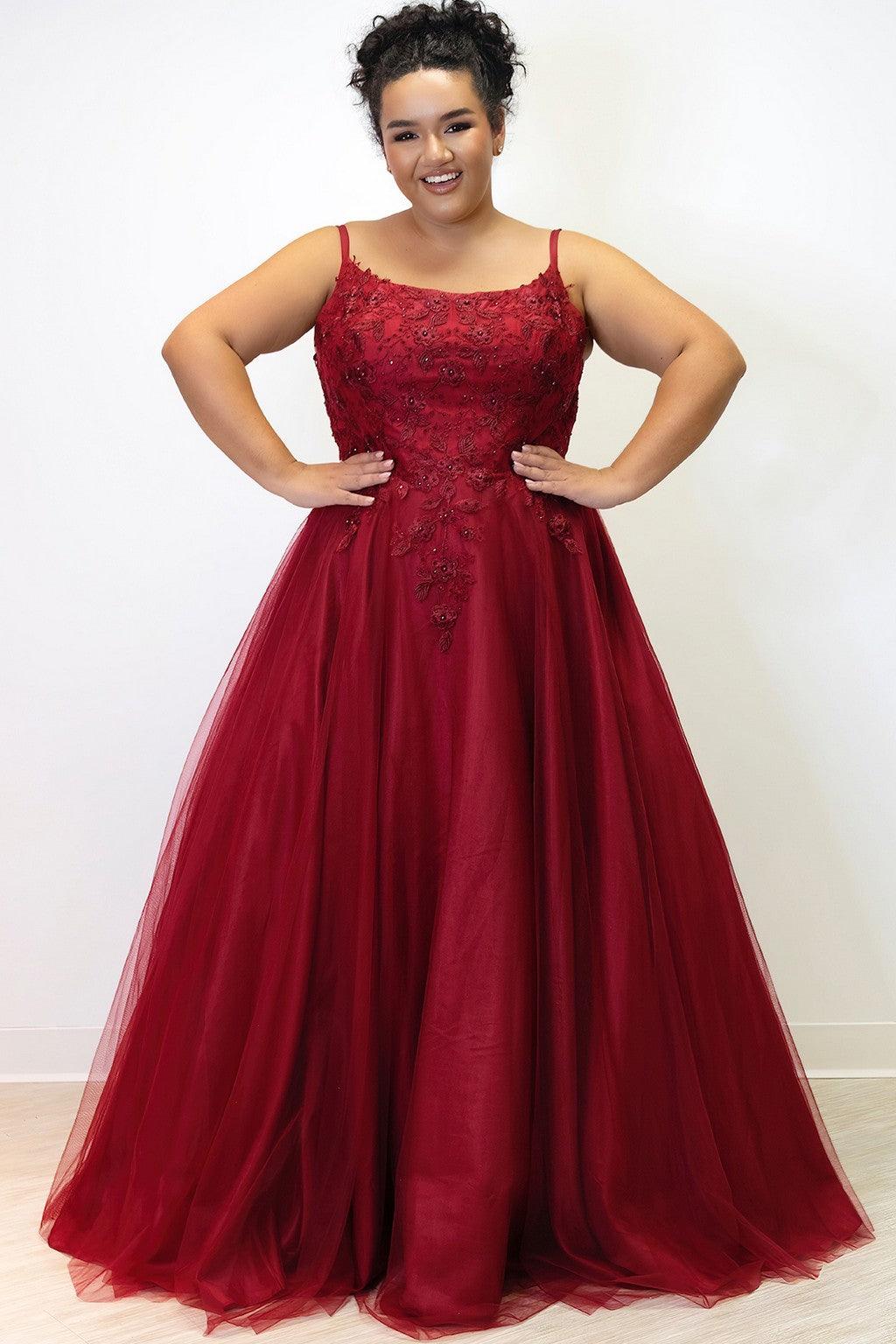 Burgundy Sydneys Closet SC7357 Plus Size Long Formal Prom Dress for ...