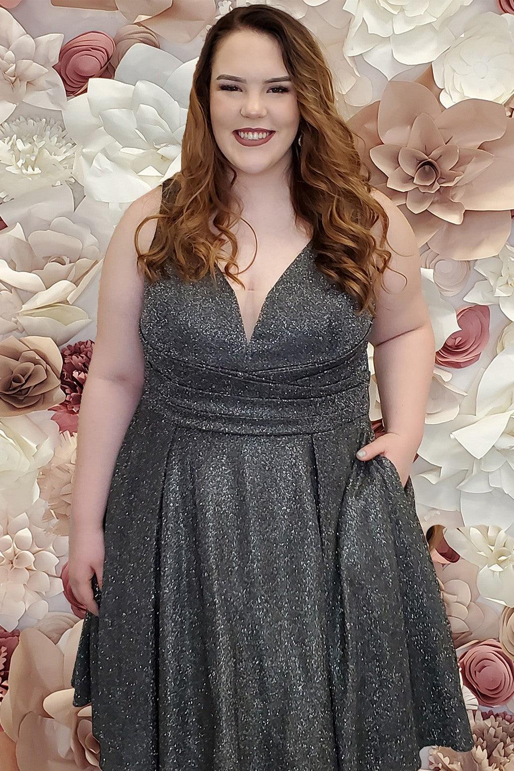 Gunmetal Sydneys Closet SC8108 Plus Size Short Homecoming Dress for ...
