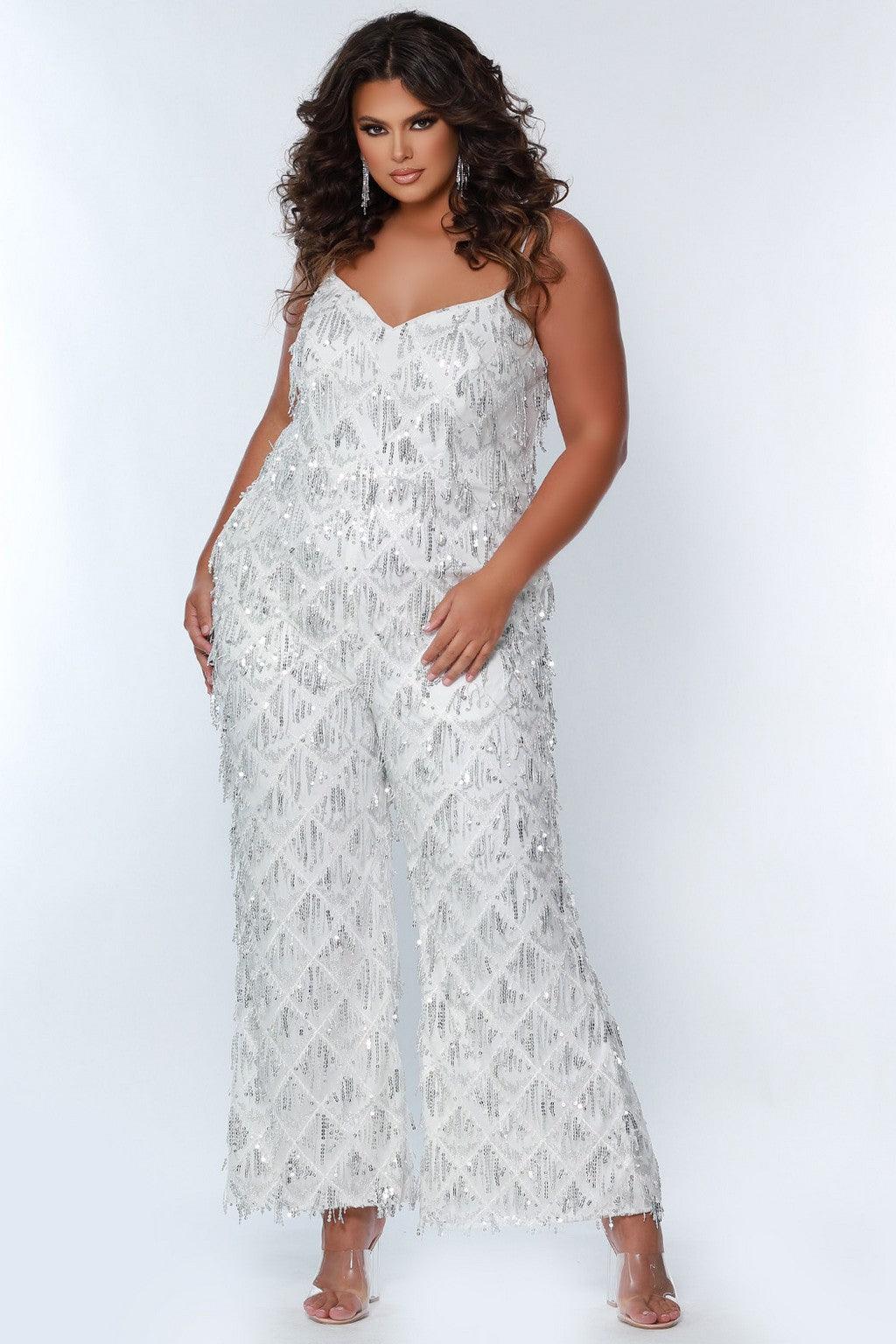 Diamond White Sydneys Closet SC9108 Long Plus Size Prom Jumpsuit for ...
