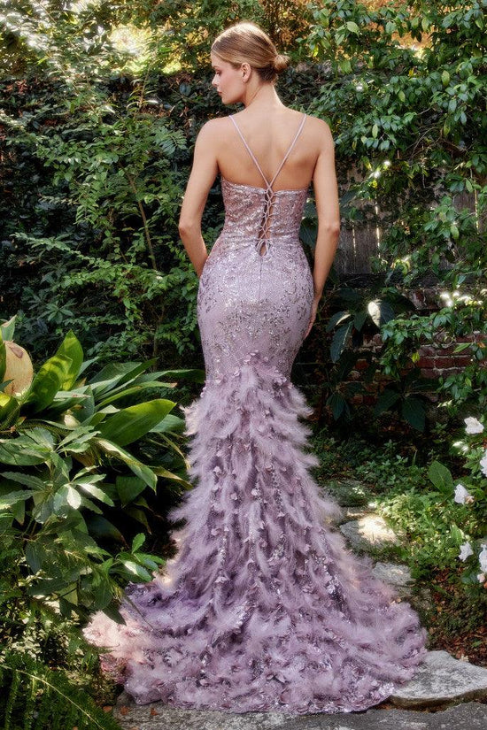 Silver Nude Andrea And Leo A1116 Feather Mermaid Prom Dress For 3450