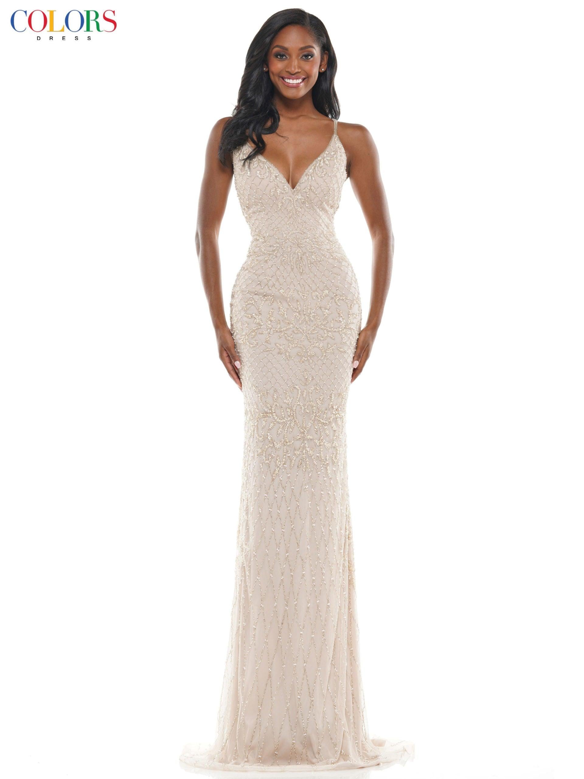 Champagne Colors K106 Colors Long Formal Spaghetti Strap Prom Dress ...