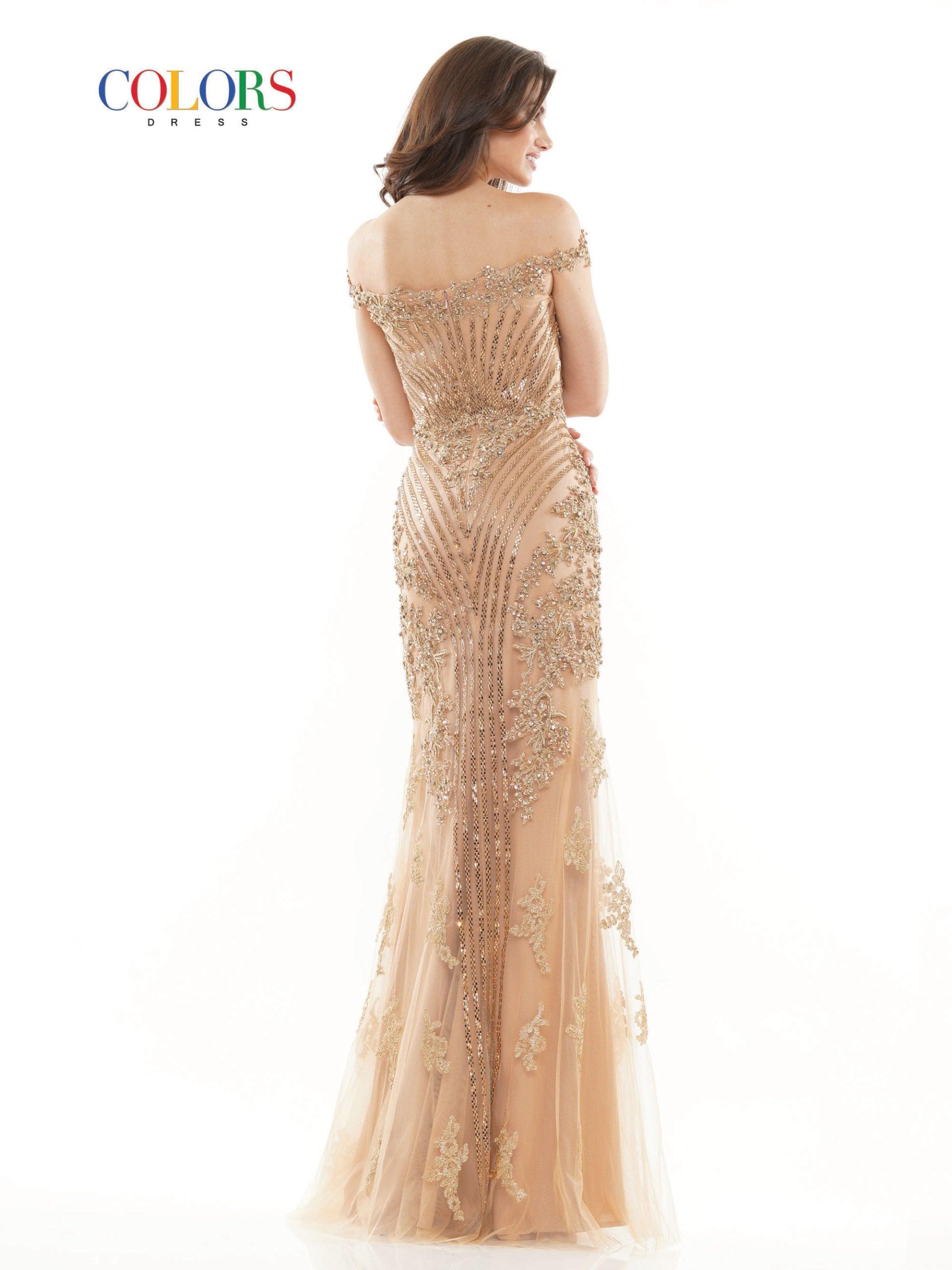 Colors J131 Colors Long Off Shoulder Formal Prom Gown | The Dress Outlet