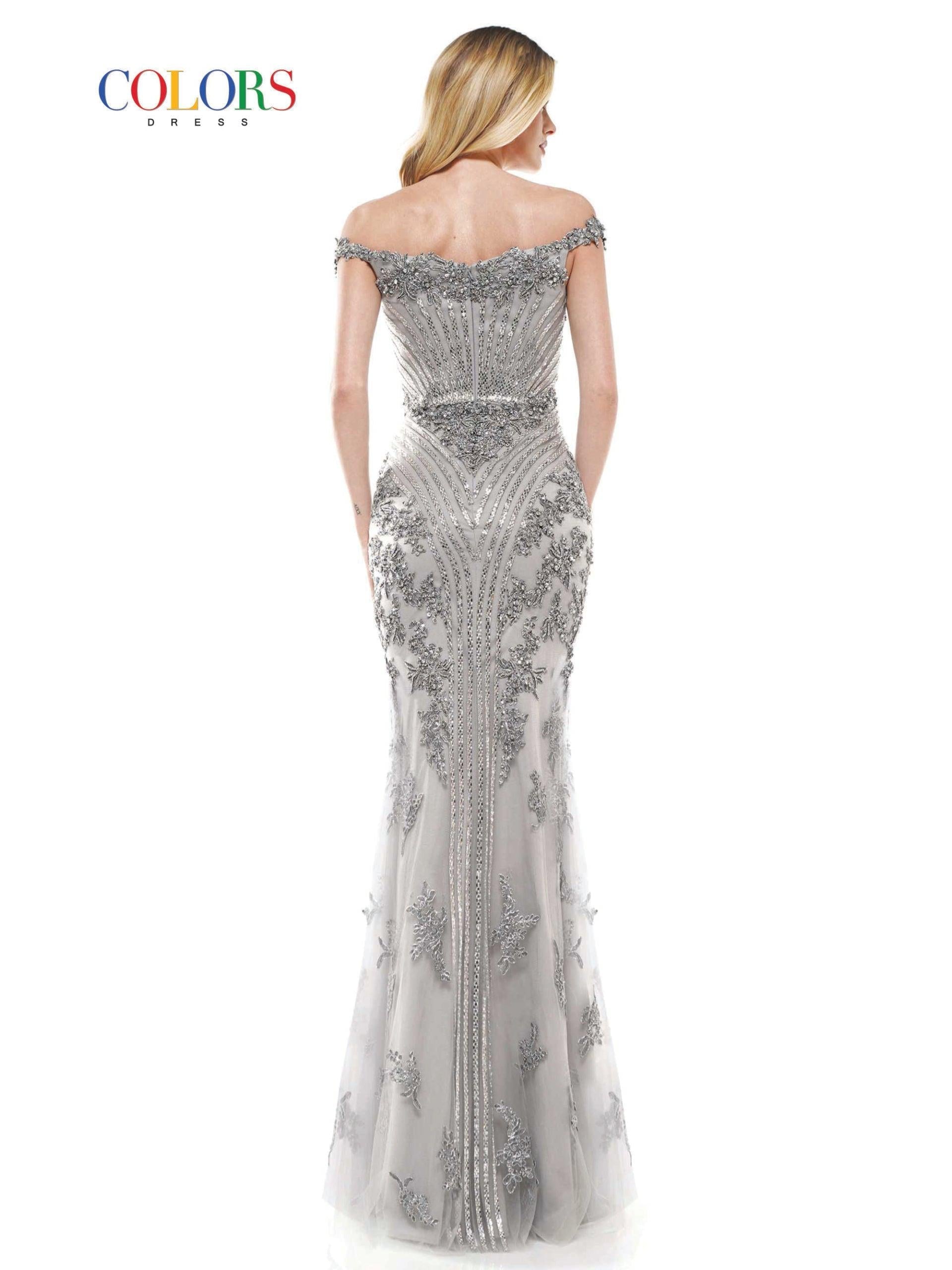 Colors J131 Colors Long Off Shoulder Formal Prom Gown | The Dress Outlet