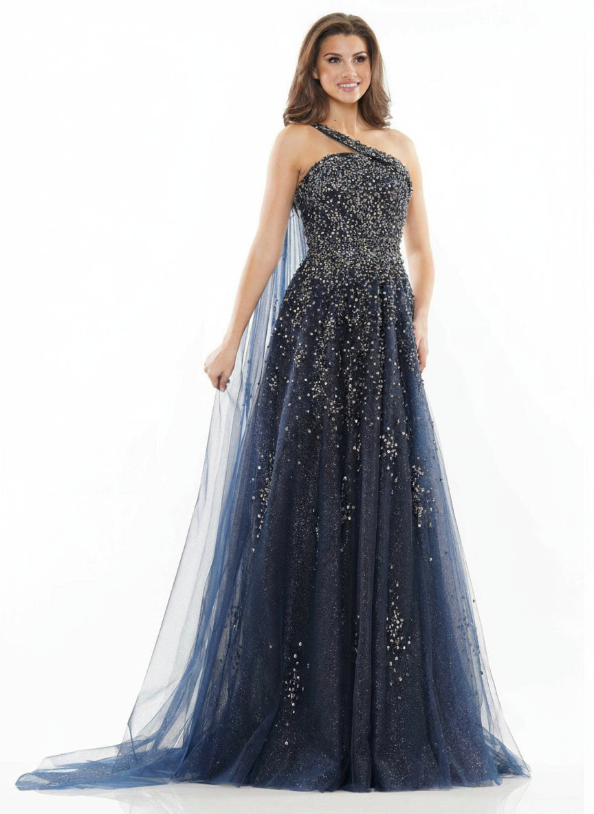 Navy Colors 2731 Colors Long One Shoulder Beaded Prom Dress for $613.99 ...