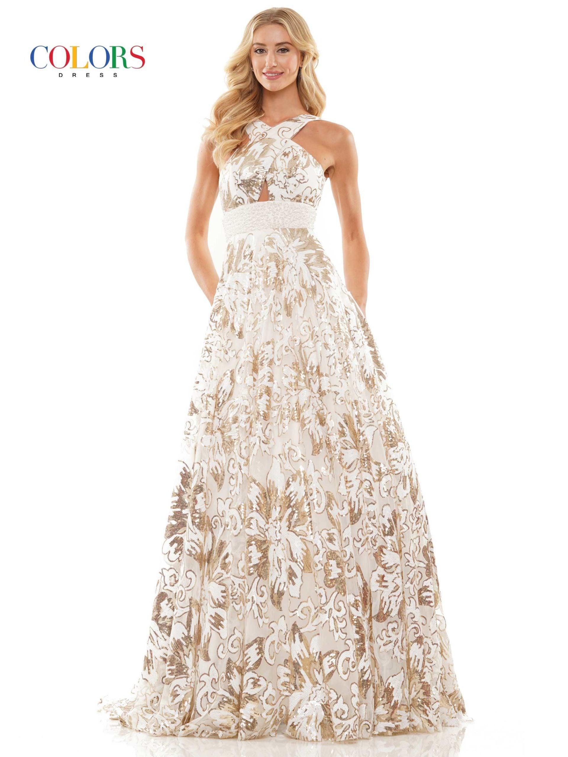 Black/Gold Colors 2918 Colors Long Sleeveless Prom Dress - Prom Dresses ...