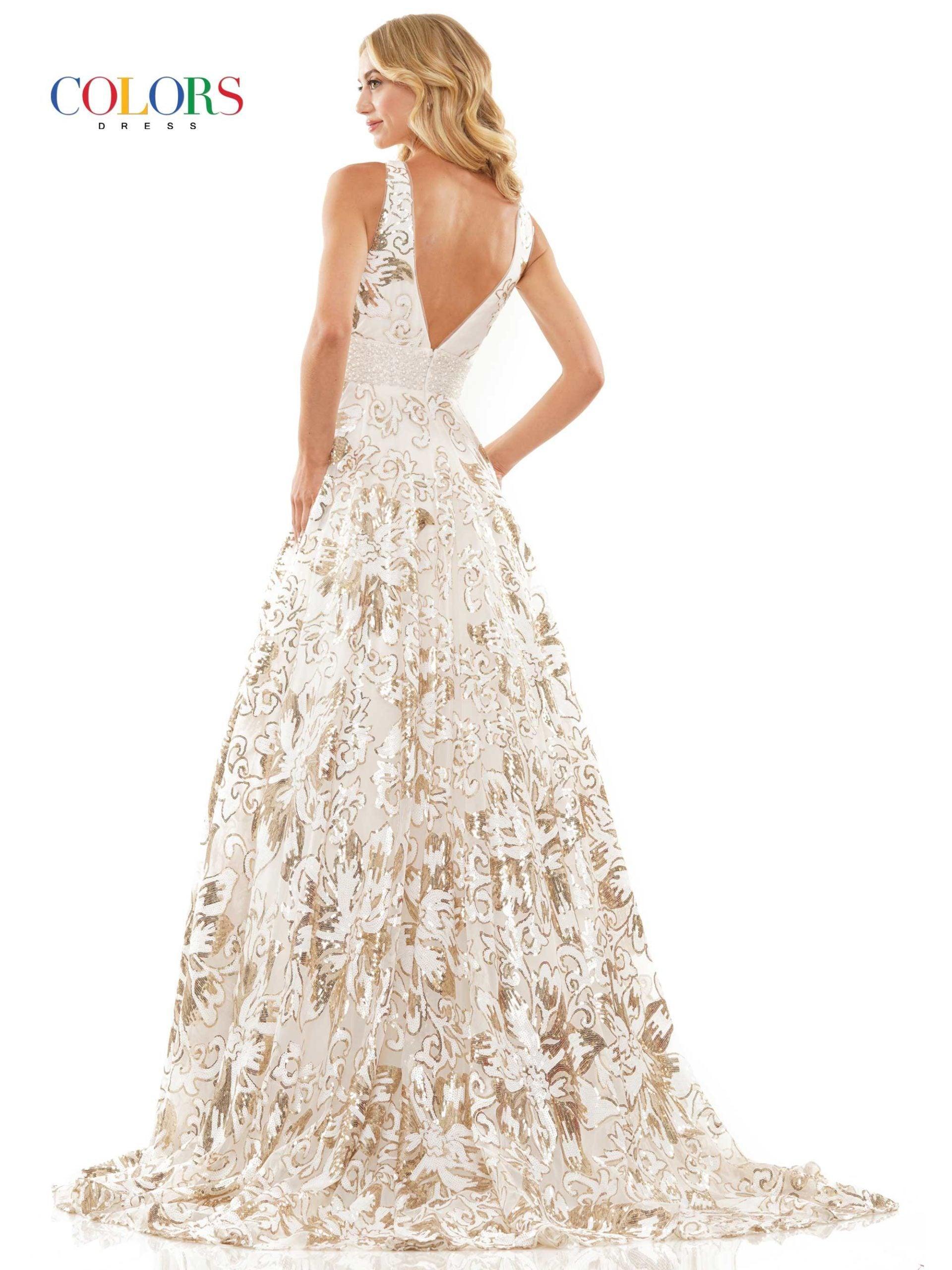 Black/Gold Colors 2918 Colors Long Sleeveless Prom Dress - Prom Dresses ...