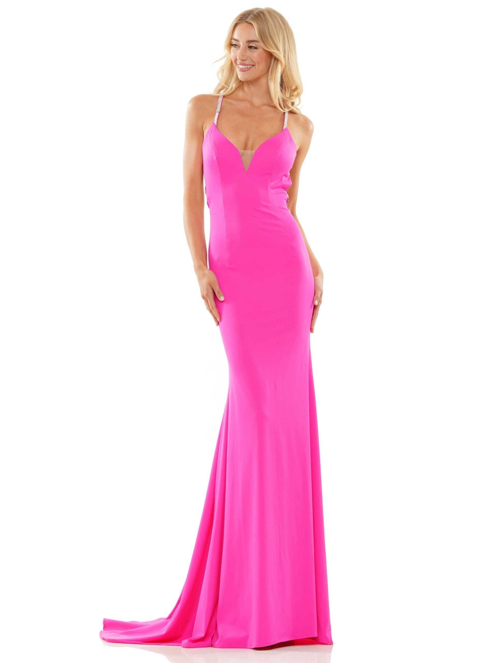 Hot Pink Colors 2974 Colors Long Spaghetti Strap Prom Dress - Prom ...