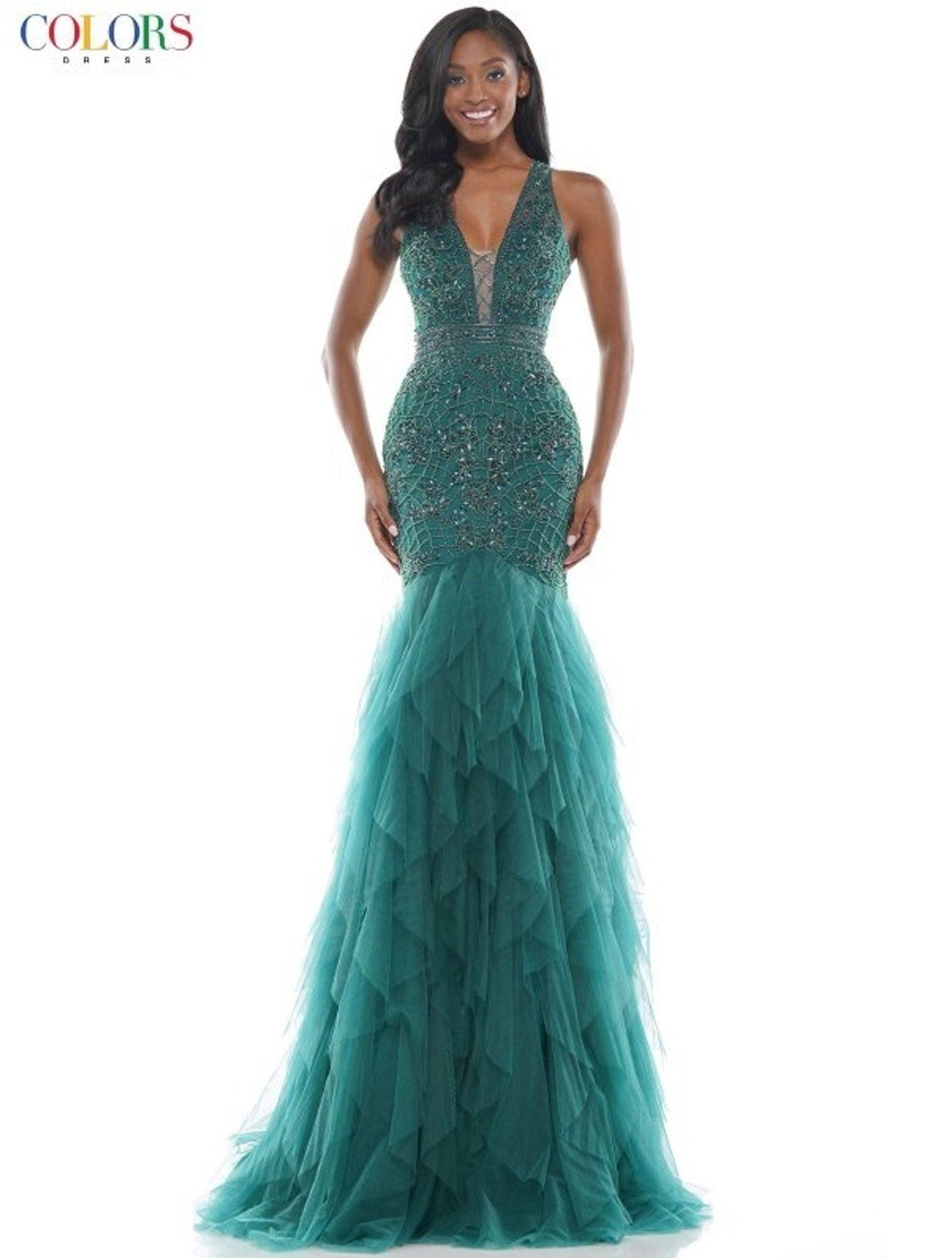 Deep Green Colors 2758 Colors Prom Long Formal Beaded Dress - Prom ...