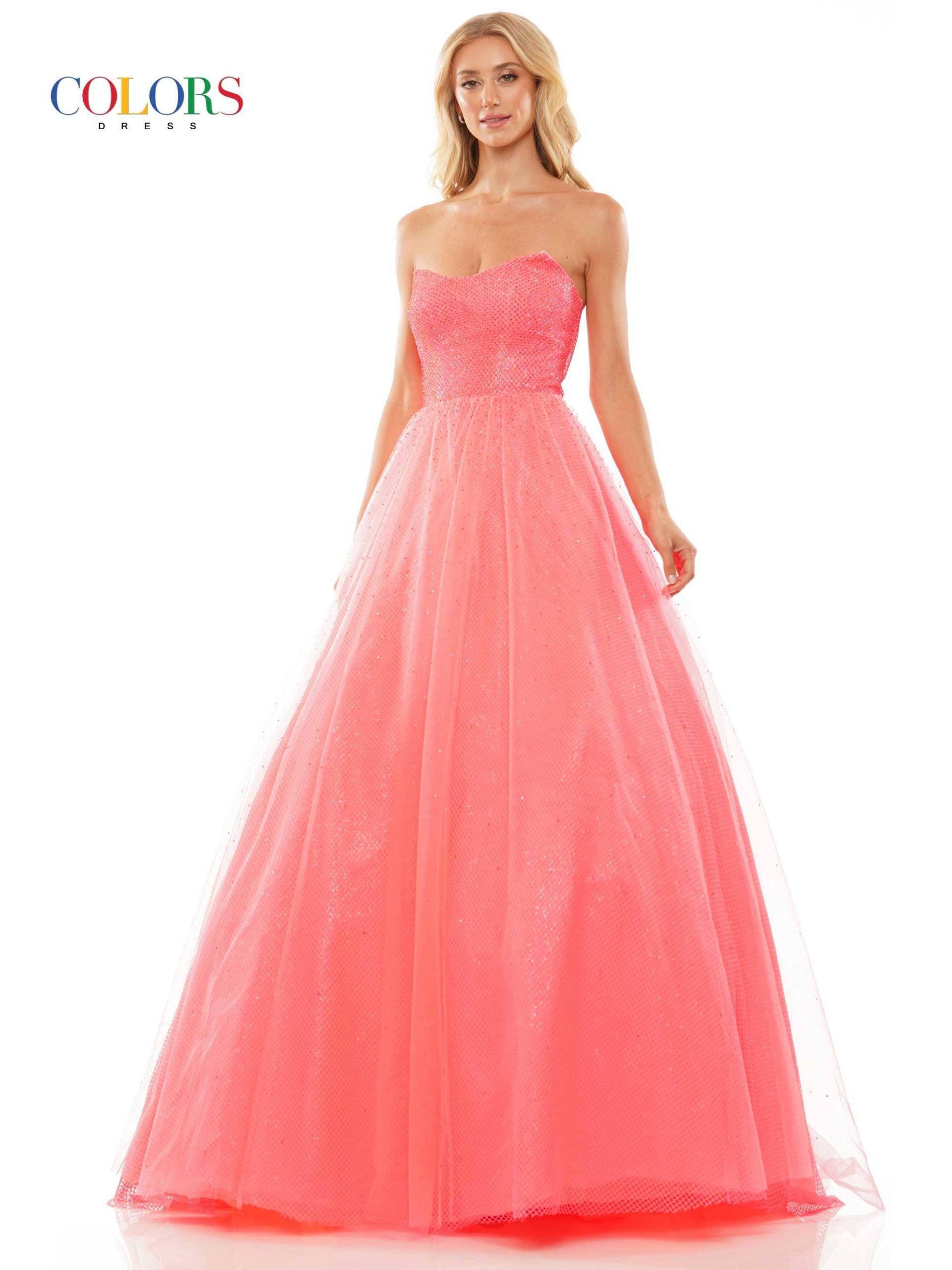 Hot Pink Colors 2939 Colors Prom Long Strapless Dress - Prom Dresses ...