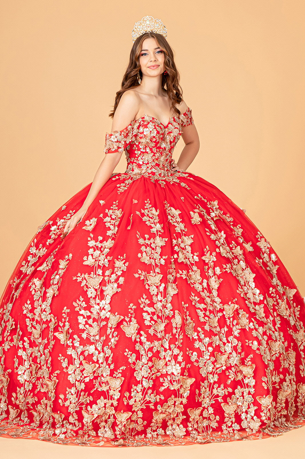 Green Long Off Shoulder Ball Gown for $987.0 – The Dress Outlet