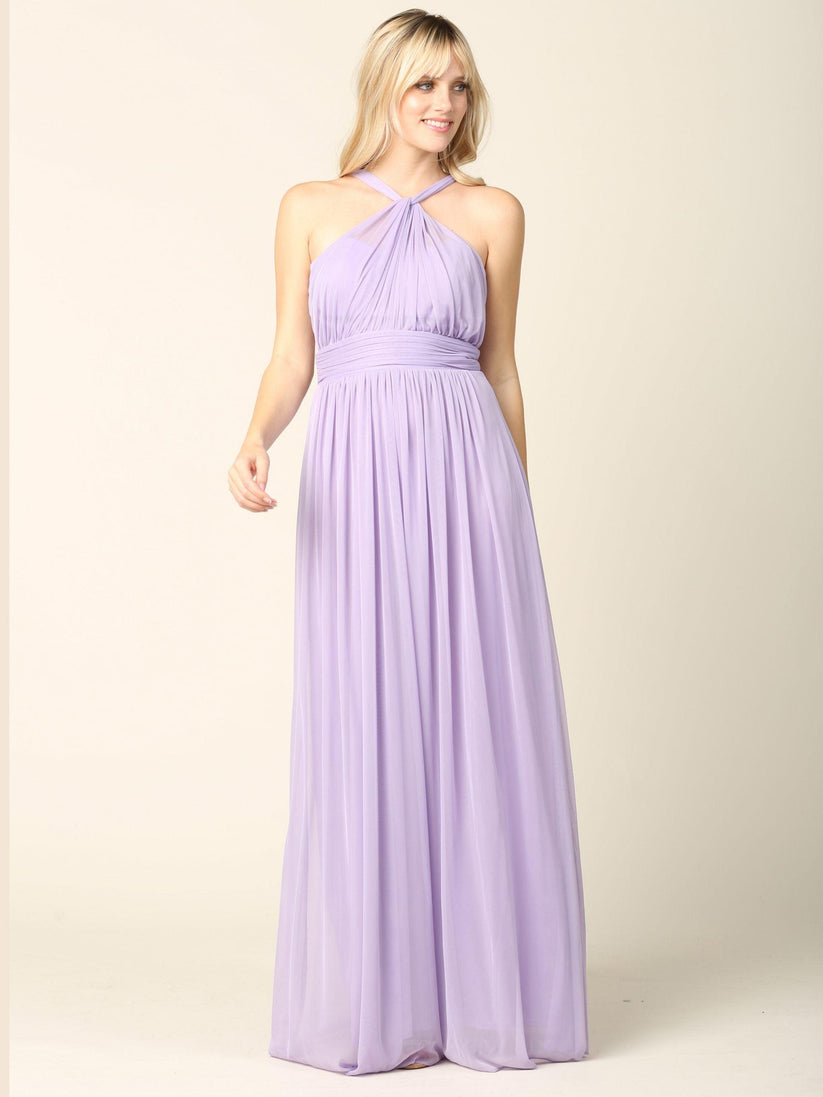 Plum Halter Long Bridesmaid Dress for $78.99 – The Dress Outlet