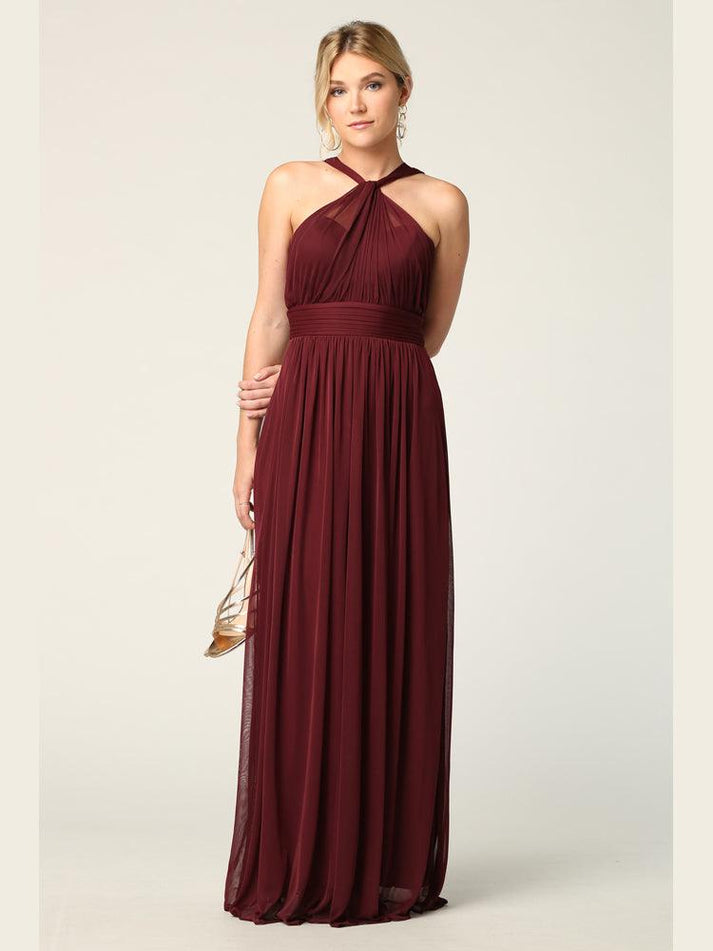 Plum Halter Long Bridesmaid Dress for $78.99 – The Dress Outlet